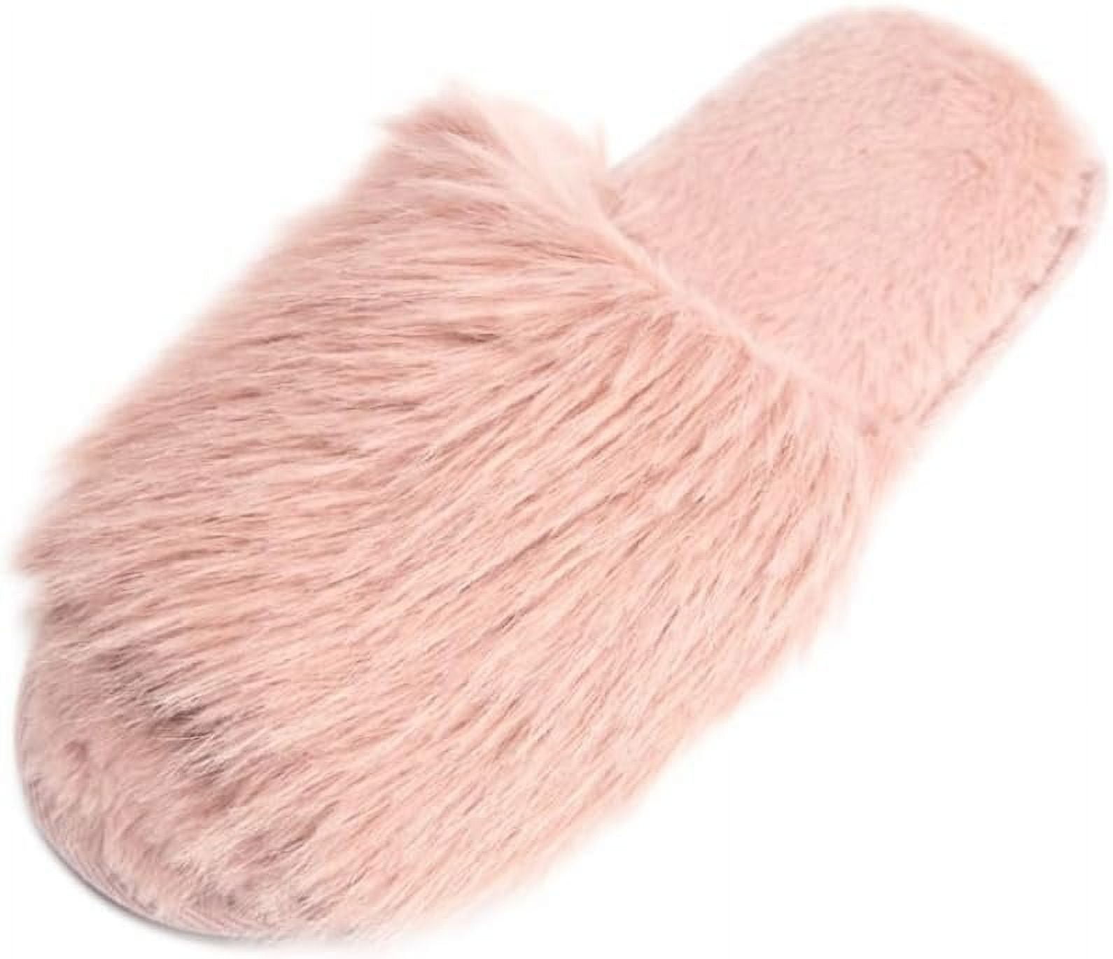 Pupeez Cozy Chic Fuzzy Slippers for Girl's - Fizzy Hair Top with Faux ...