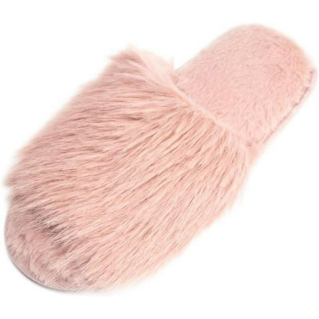 Pupeez Cozy Chic Fuzzy Slippers for Girl's - Fizzy Hair Top with Faux ...