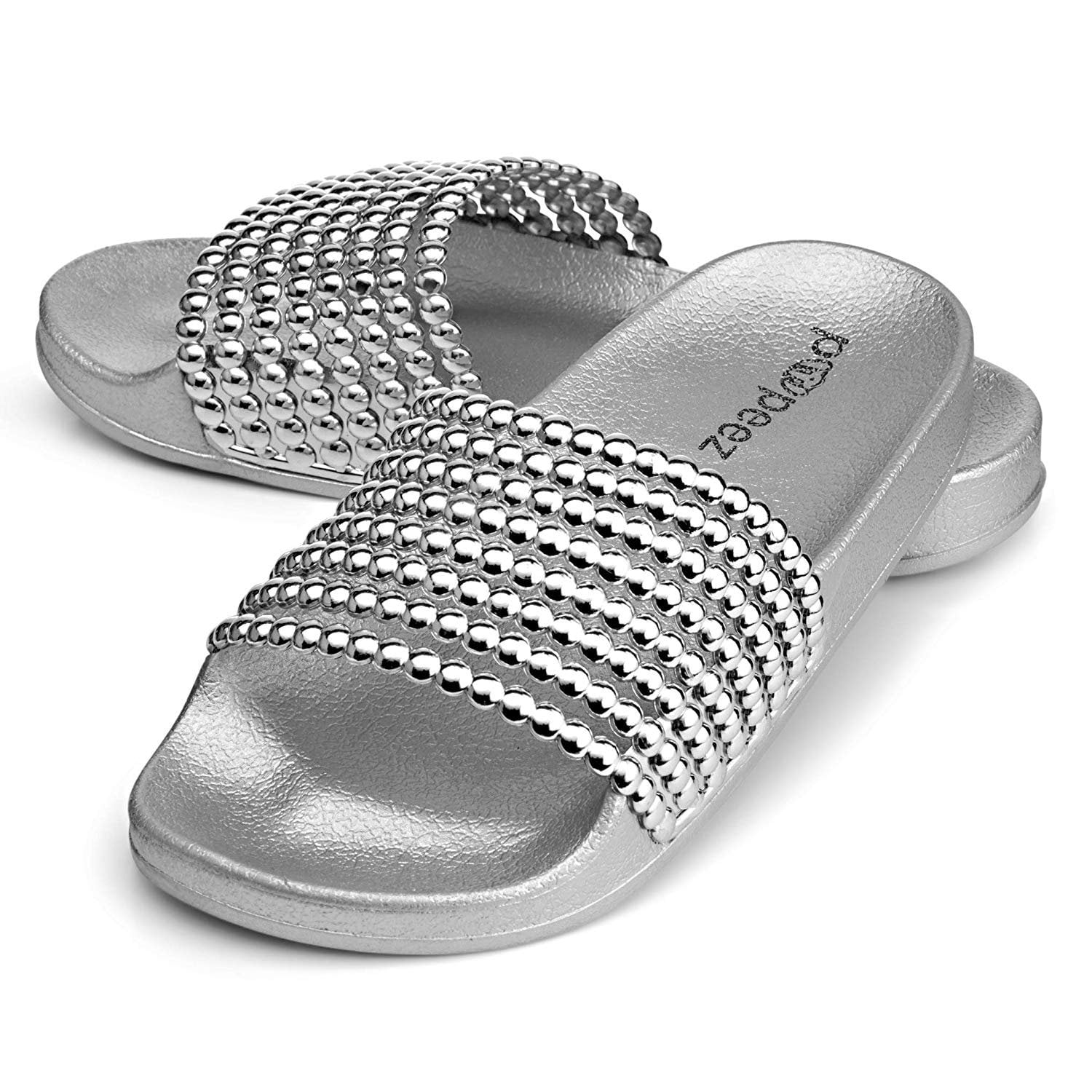 Pupeez Girls Slide Sandals Silver - Walmart.com