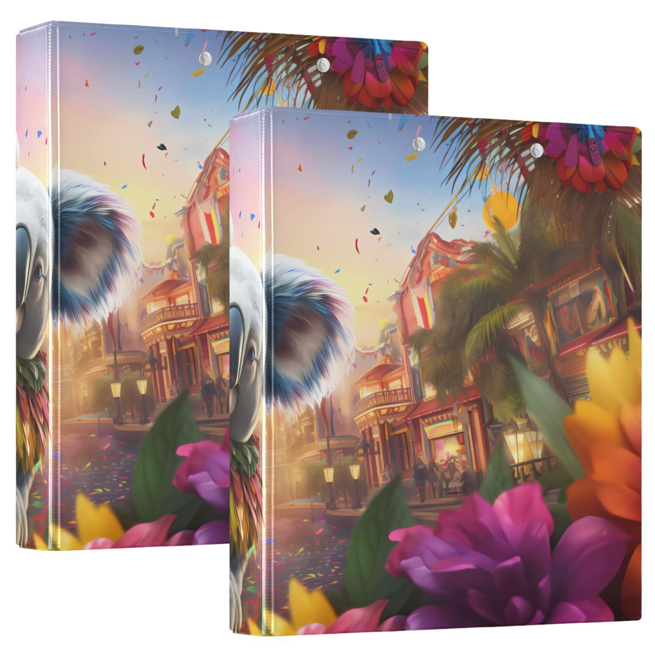 Puppet Bear Flowers Houses 3 Ring Binders 1.5 inch Hardcover File ...