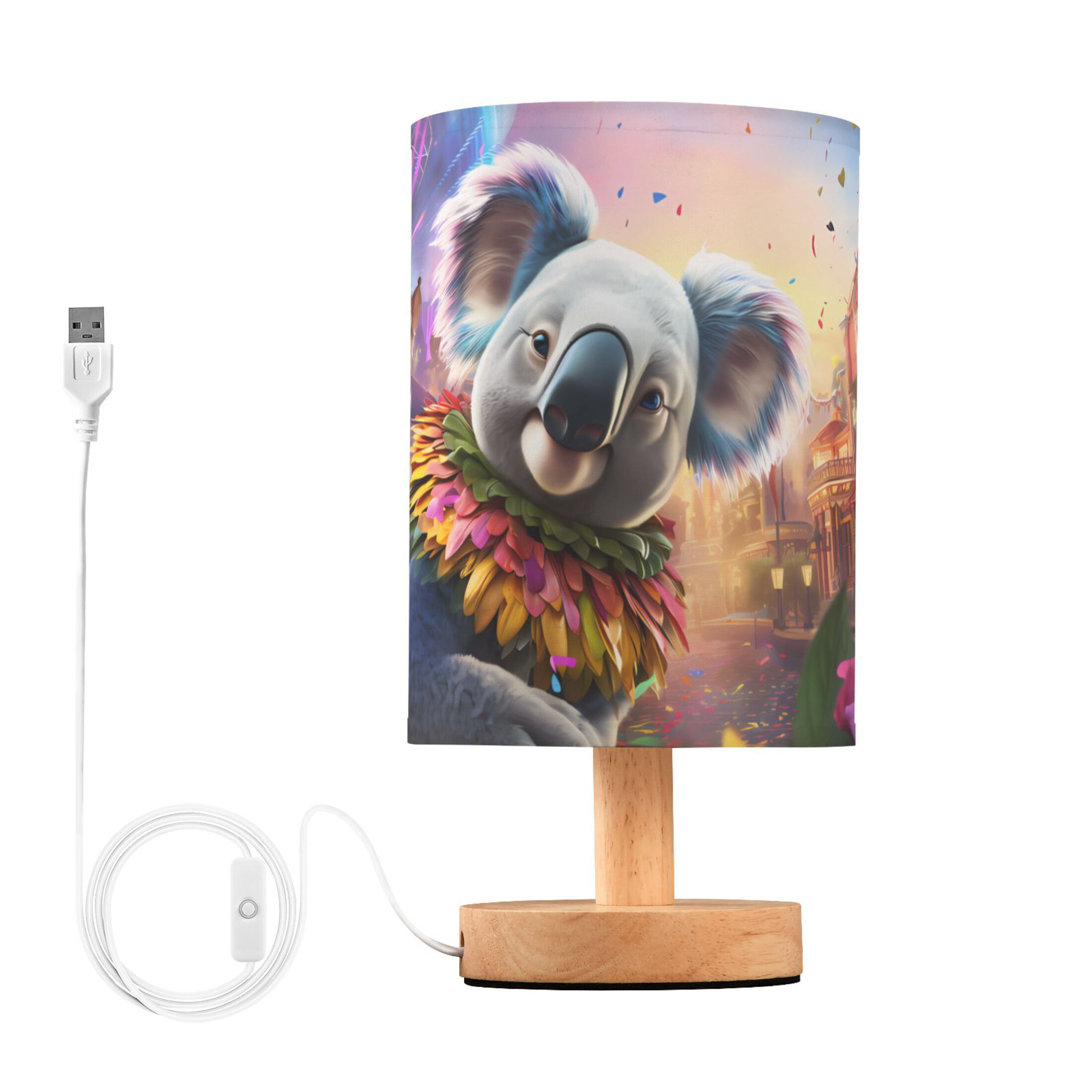 Puppet Bear Flowers Houses Table Lamp USB Bedside Desk Nightstand Lamp ...