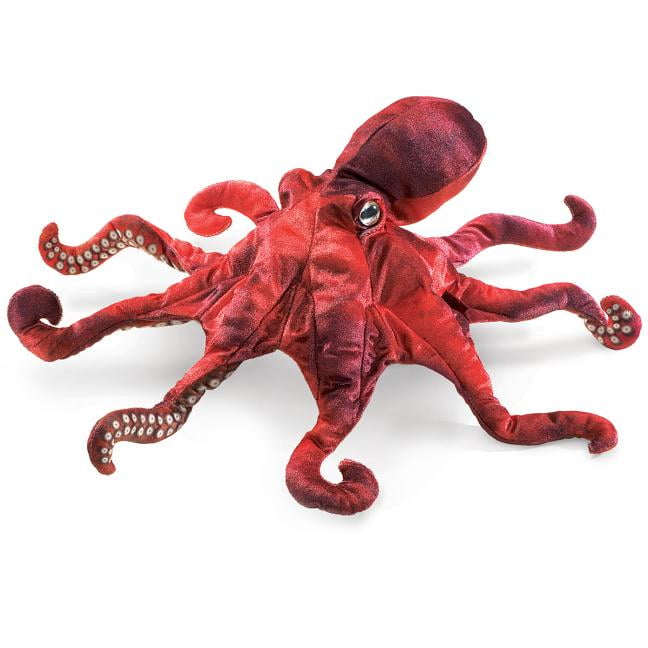 Hand-Operated Red Octopus Puppet with Printed Suction Cups - Walmart.com