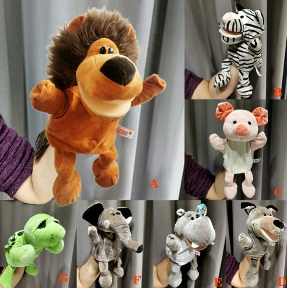 Handmade Kids Theatre Show Puppet Toys - 7 Kinds, 13" Plush Animal ...