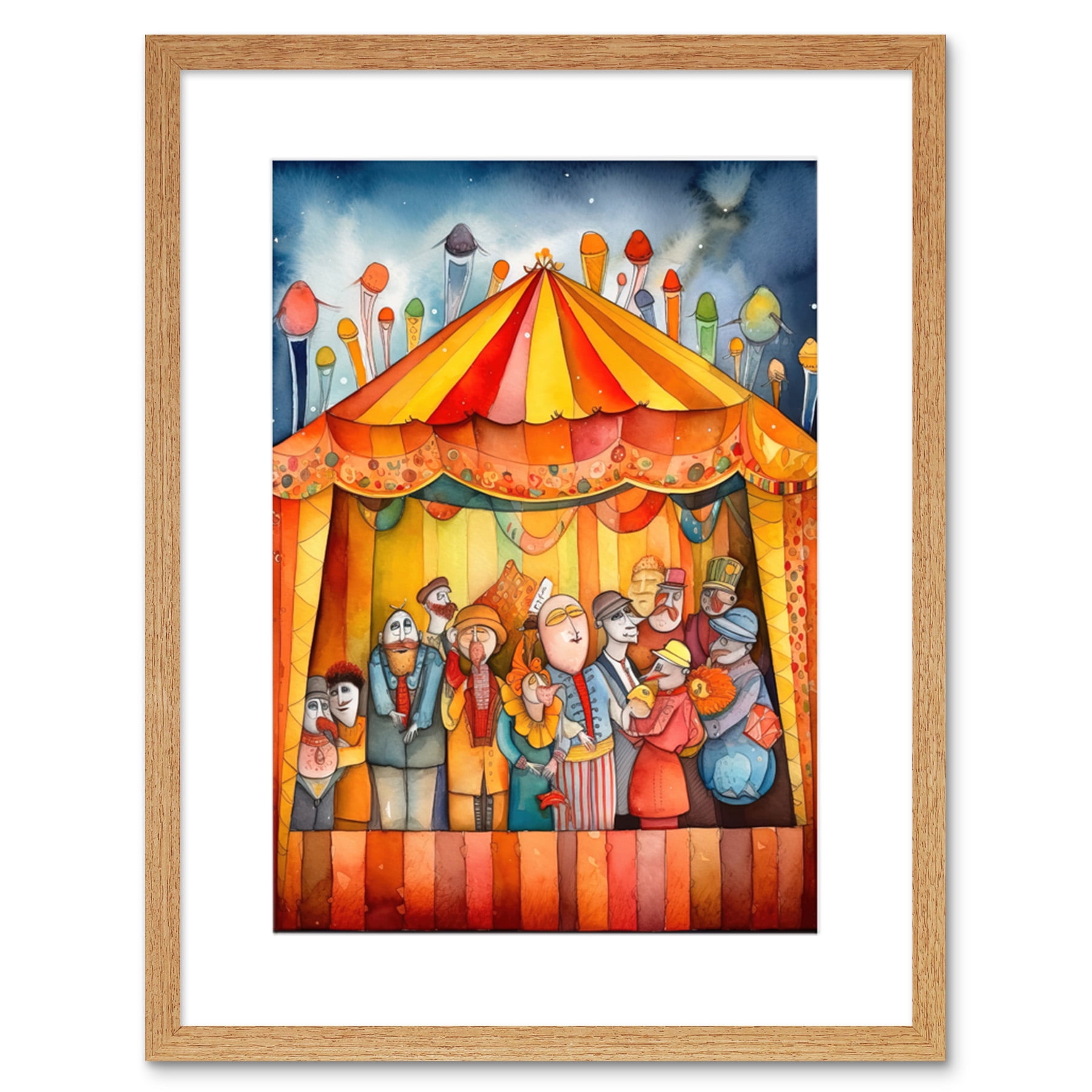 Puppet Theatre Stage End of Show Applause Modern Folk Art Watercolour ...