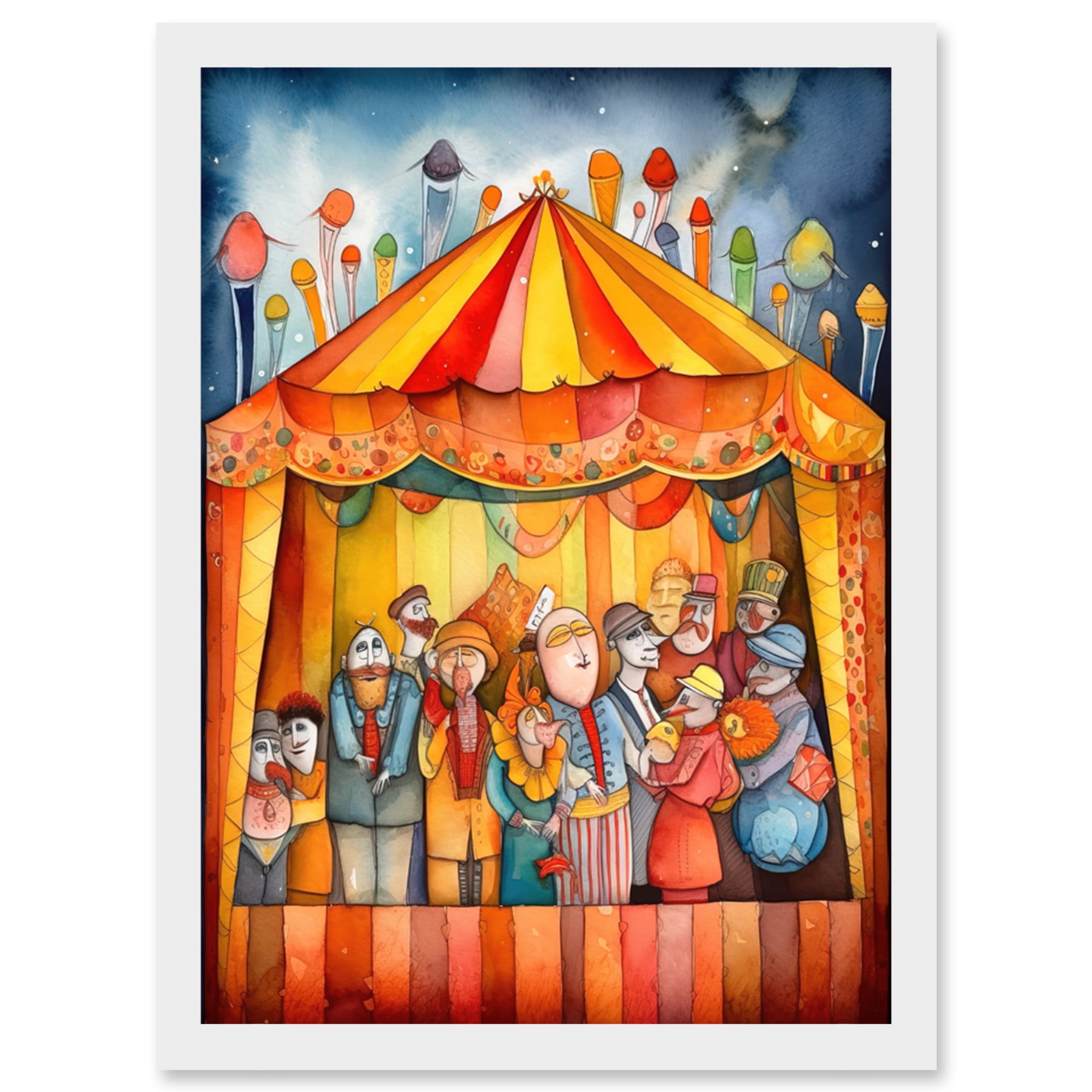 Puppet Theatre Stage End of Show Applause Modern Folk Art Watercolour ...