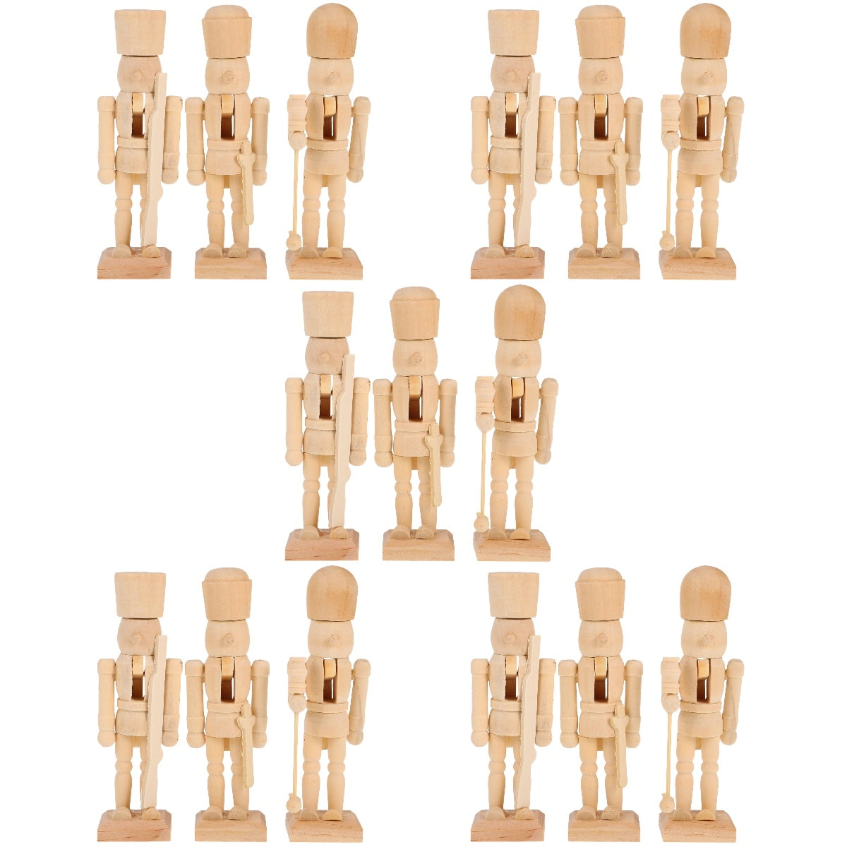 Puppet White Embryo Walnut Soldier 15 Pcs Unfinished Wood Nutcracker ...