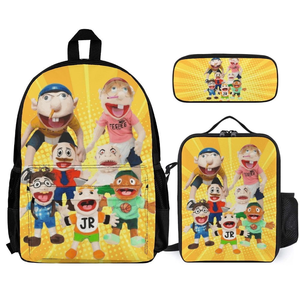 Puppets SML Jeffy Backpack 3 Pieces Set With Pencil Case Lunch Bag ...