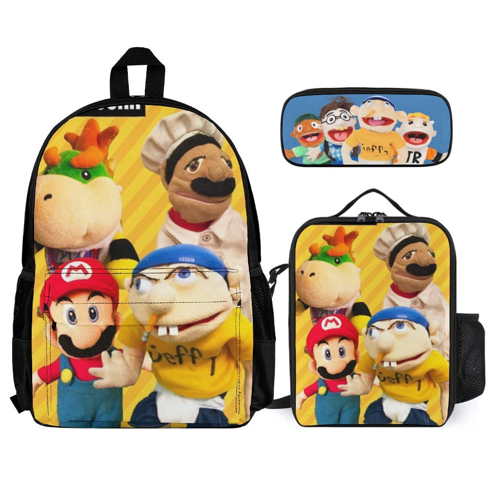 Puppets SML Jeffy Mario Jeffy SML Backpack 3 Pieces Set With Pencil ...