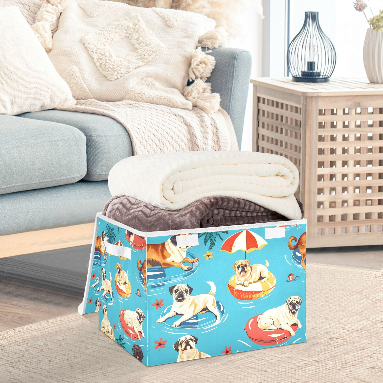 Puppies Dogs Leaves Lifebuoy Storage Basket Foldable Laundry Basket ...