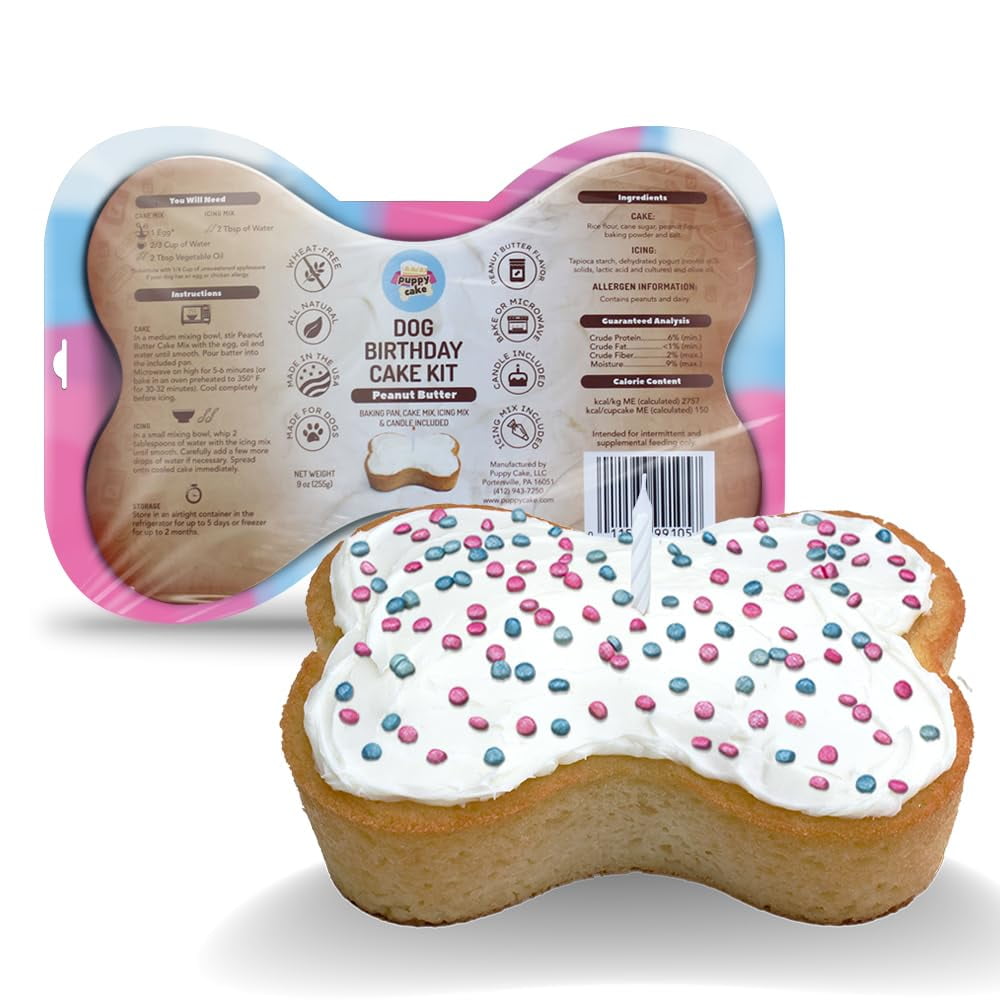 Puppy Cake Dog Birthday Cake Kit – Complete Cake Mix, Icing Mix, Candle ...