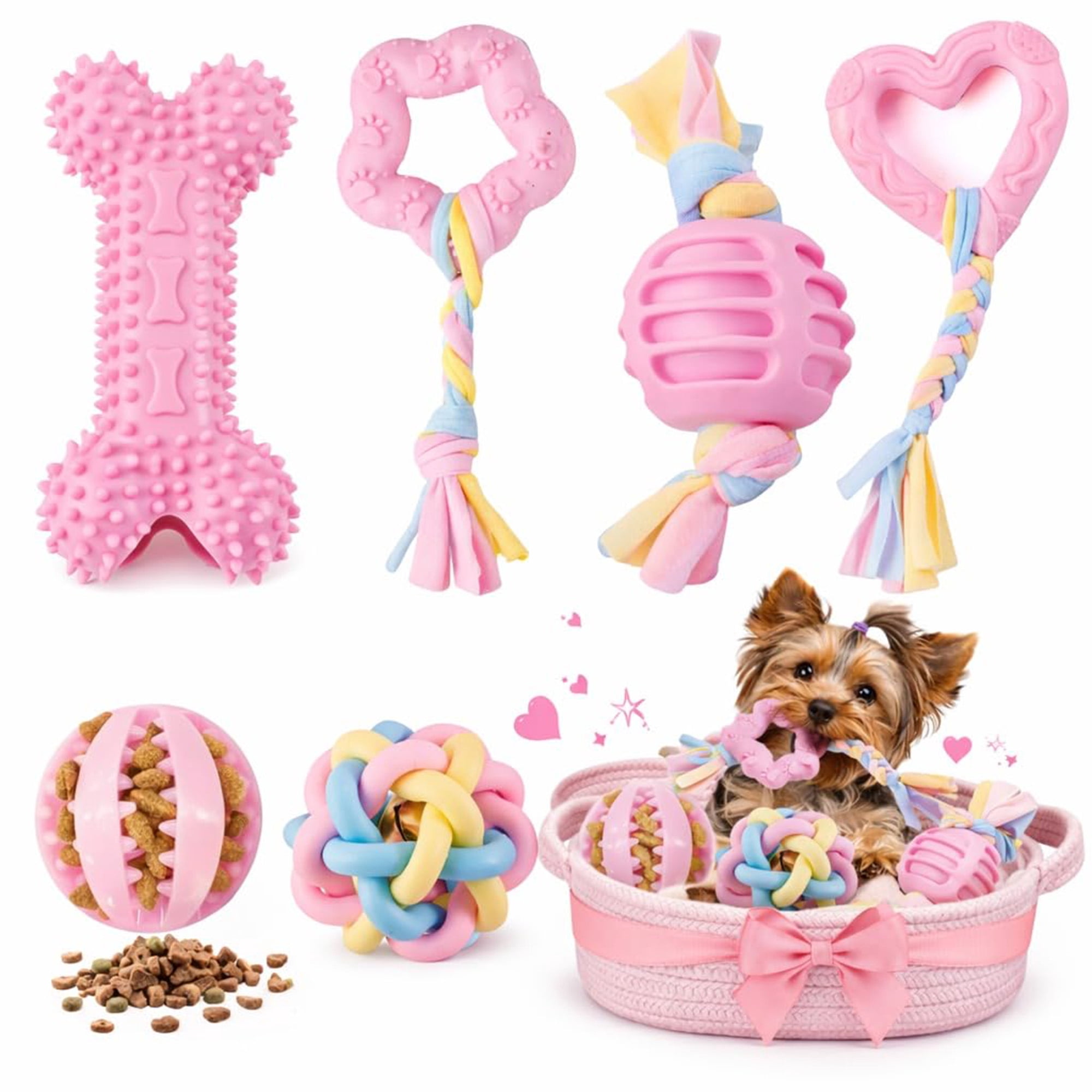 Puppy Chew Toys for Small Dogs, 6 Pack Soft Rubber Teething Toys ...
