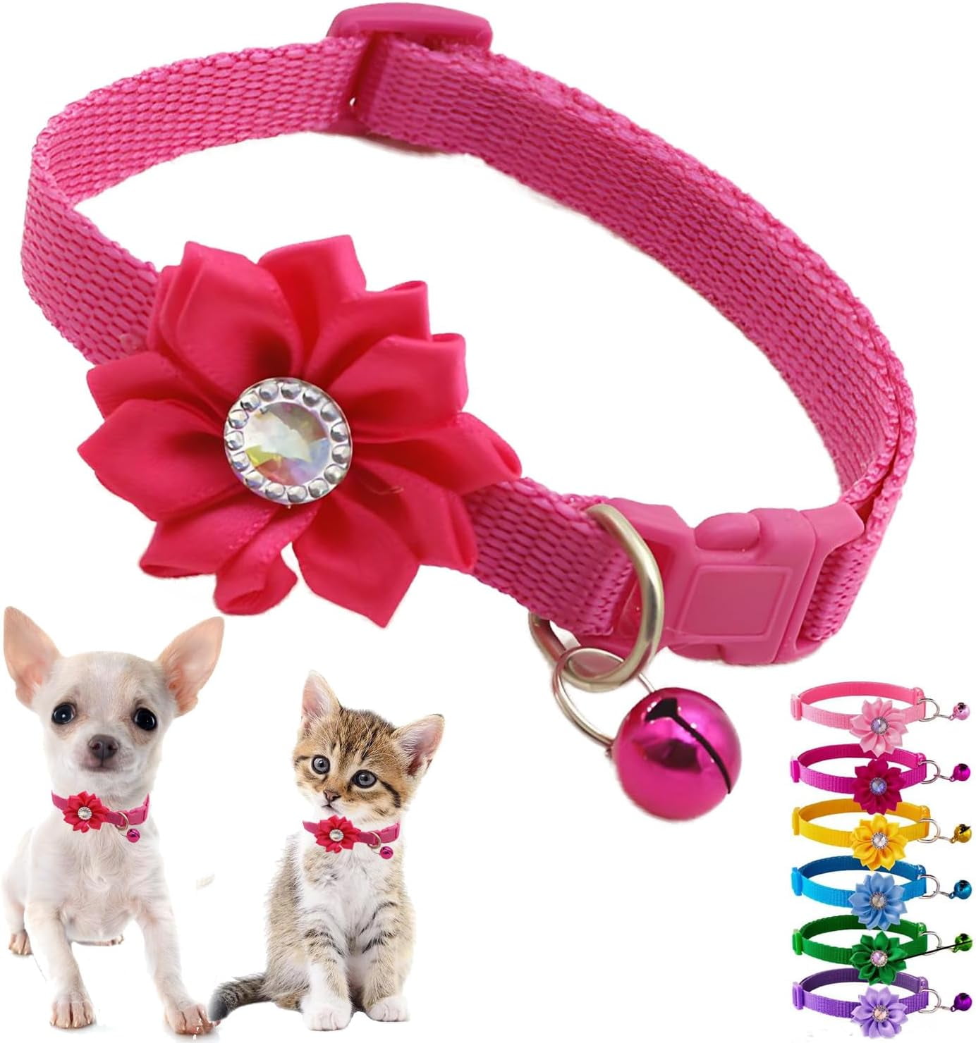 Puppy Collar with Bell and Flower,1 Pack XS Dog Collars with Bell and ...