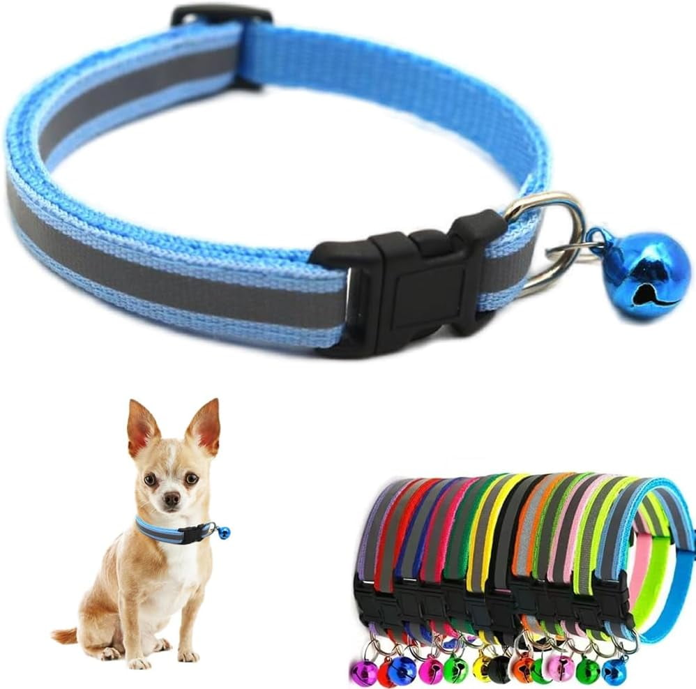 Puppy Collar with Bell, Reflective Cat Collars Girl Soft Adjustable ...
