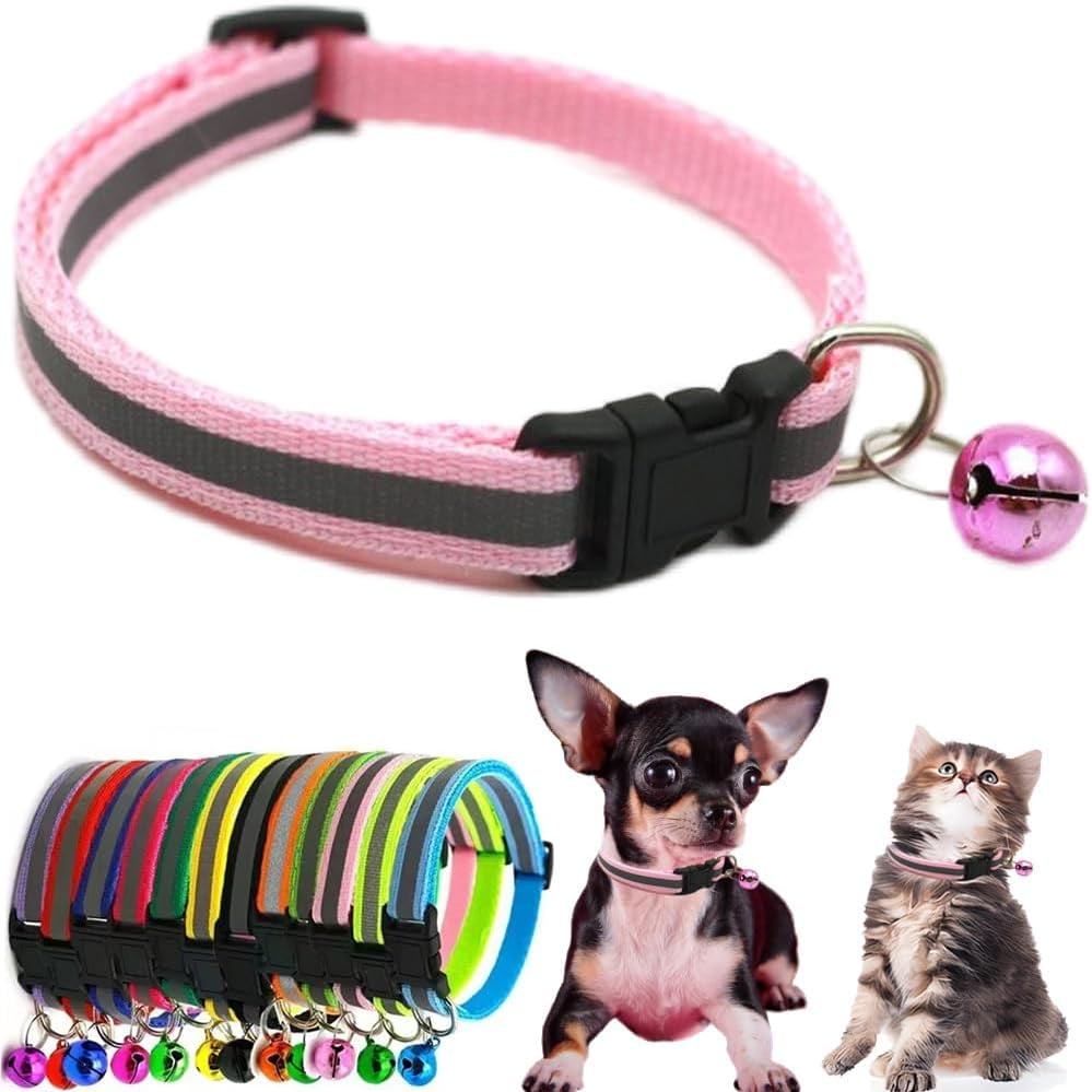 Puppy Collar with Bell, Reflective Cat Collars Girl Soft Adjustable ...