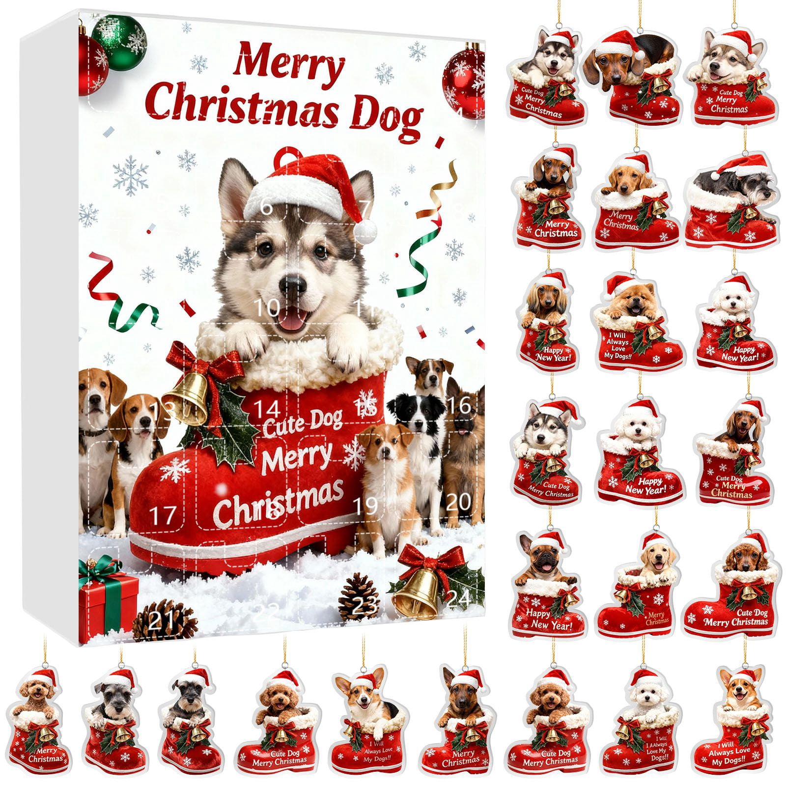 Puppy Dog Advent Calendar, Acrylic Christmas Dog Advent Calendar 24 Dog ...