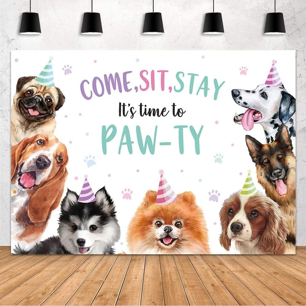 Puppy Dog Backdrop Birthday Party Decorations Pet Doggy Party Photo ...