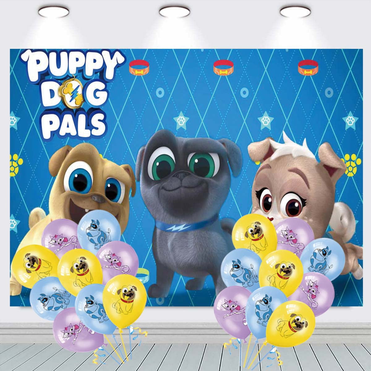 Puppy Dog Pals Backdrop Banner Balloons Party Decorations Supplies ...