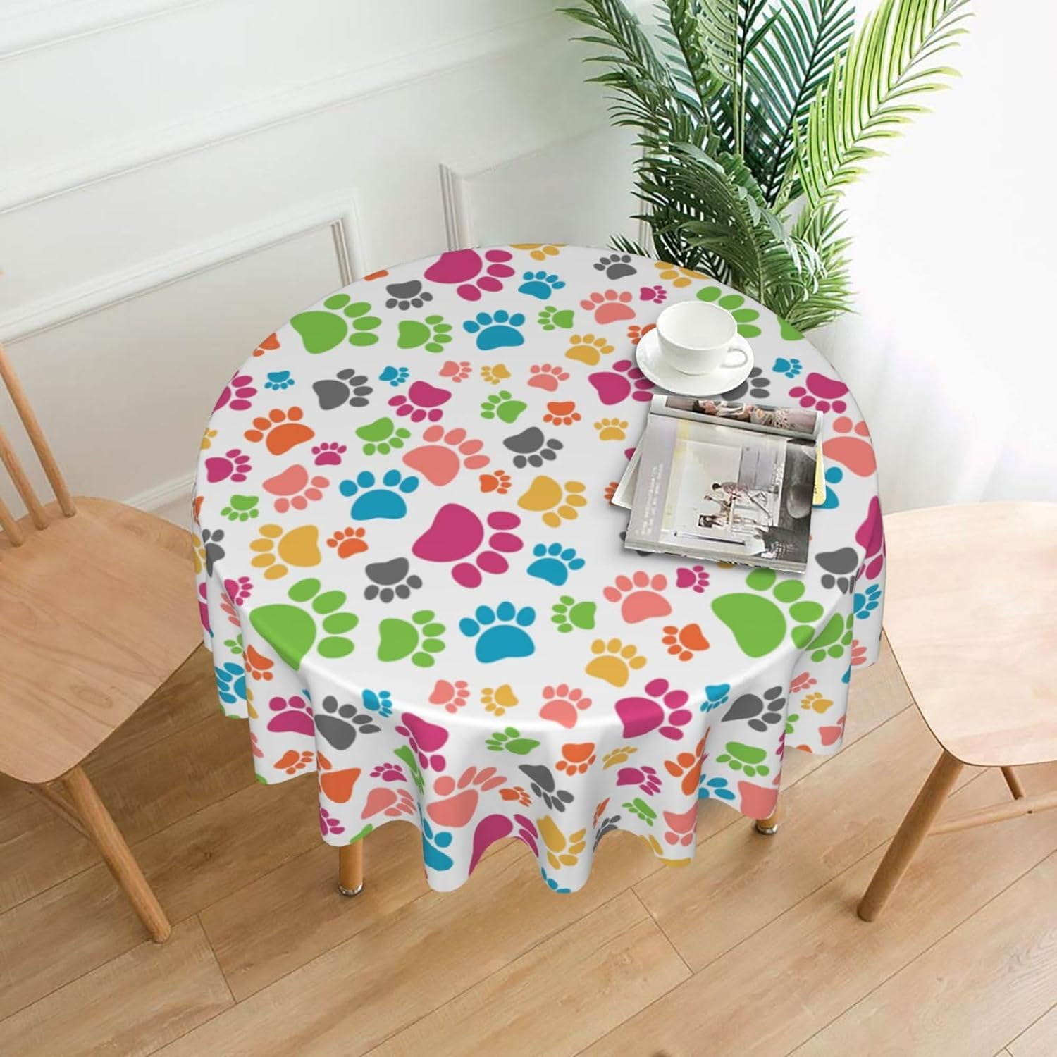 Puppy Dog Pet Paw Print Tablecloth Table Cover, Cute Color Tablecloths ...