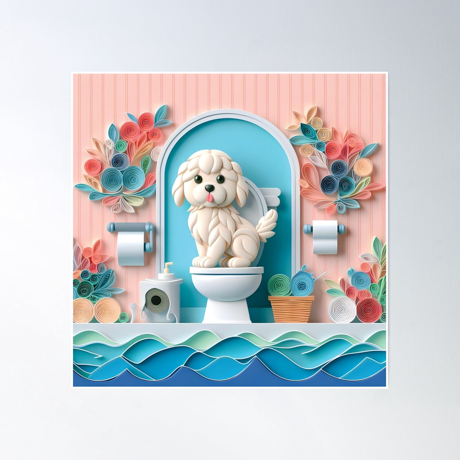 Puppy Dog Potty Moments: Whimsical Bathroom Breaks In Art. Poster Wall ...