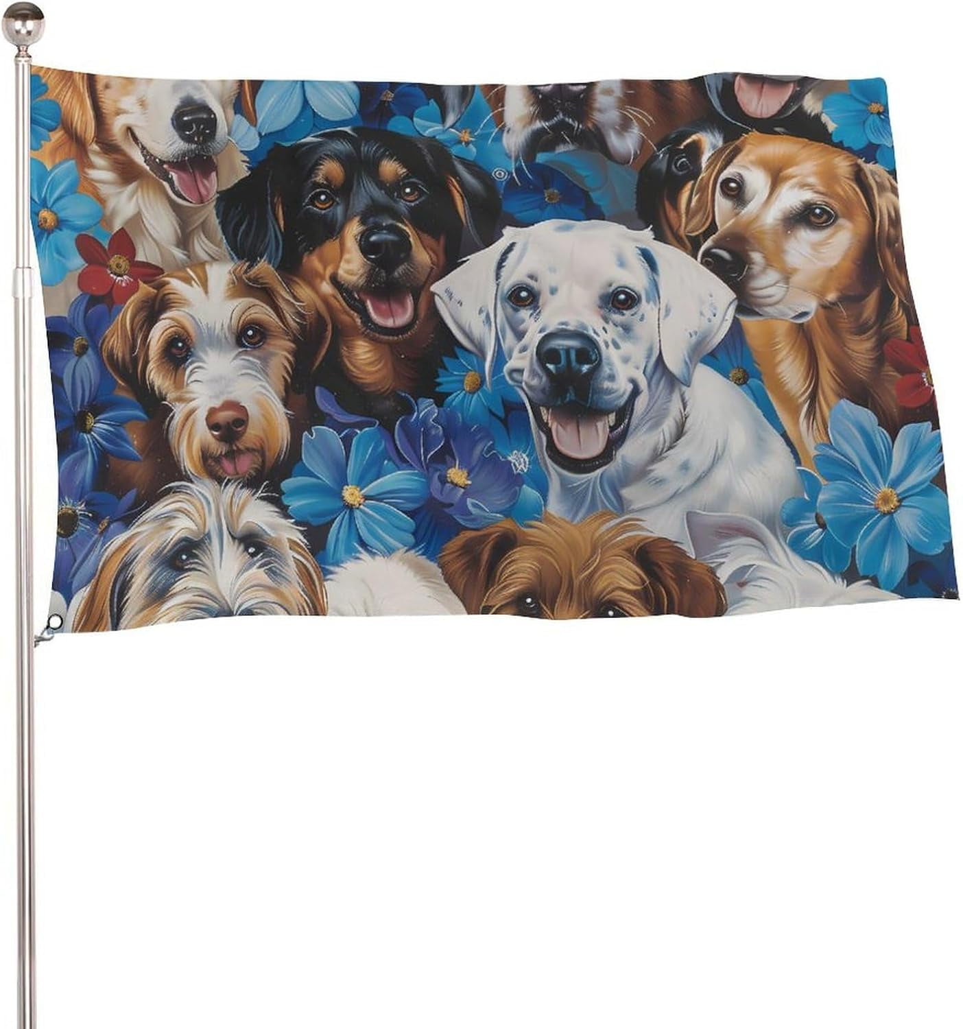 Puppy Dog Printed Flag with 2 Brass Grommets Banner Funny for Outdoor ...