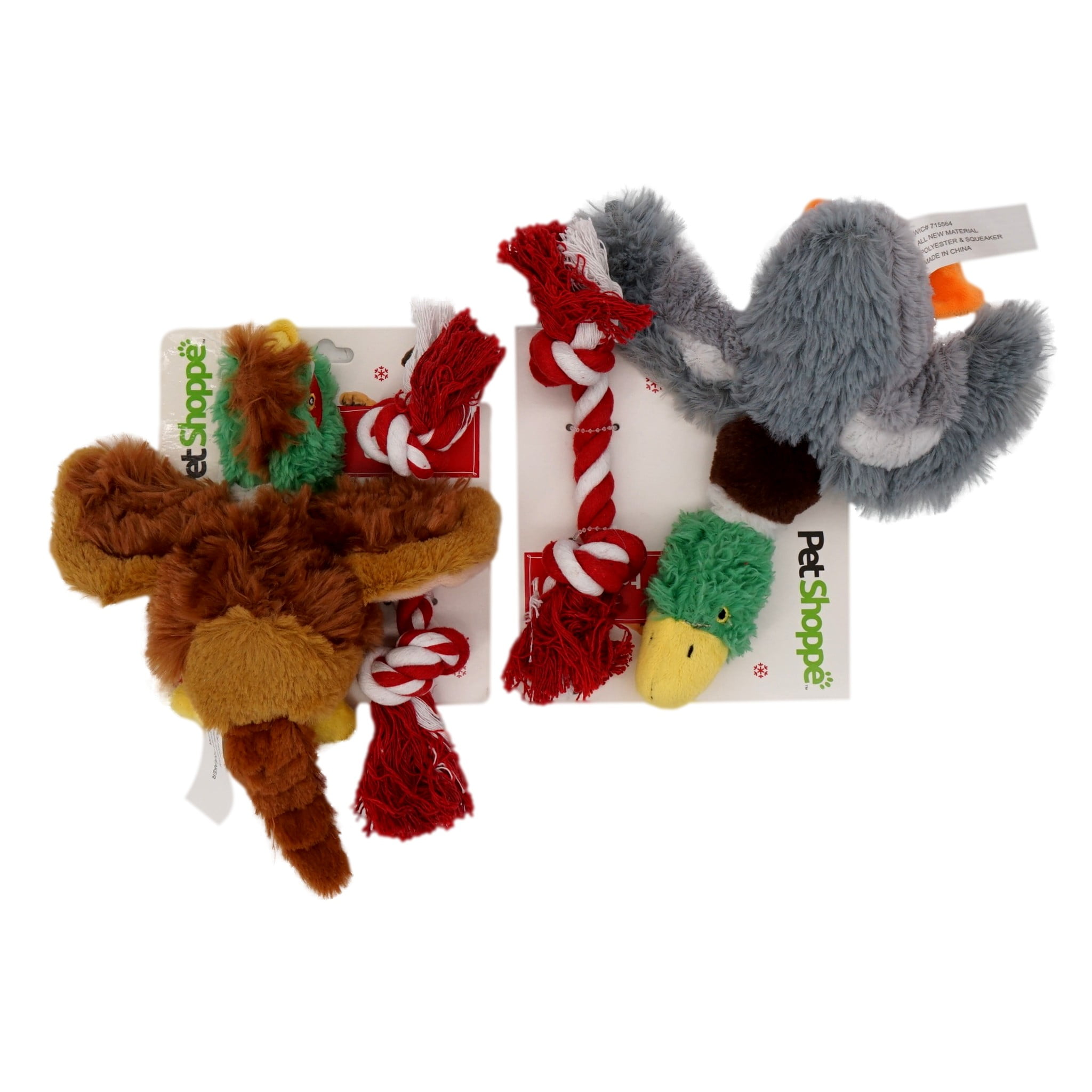 Puppy Dog Squeak Rope Chew Toy Bundle (Grey Mallard Duck, Brown ...