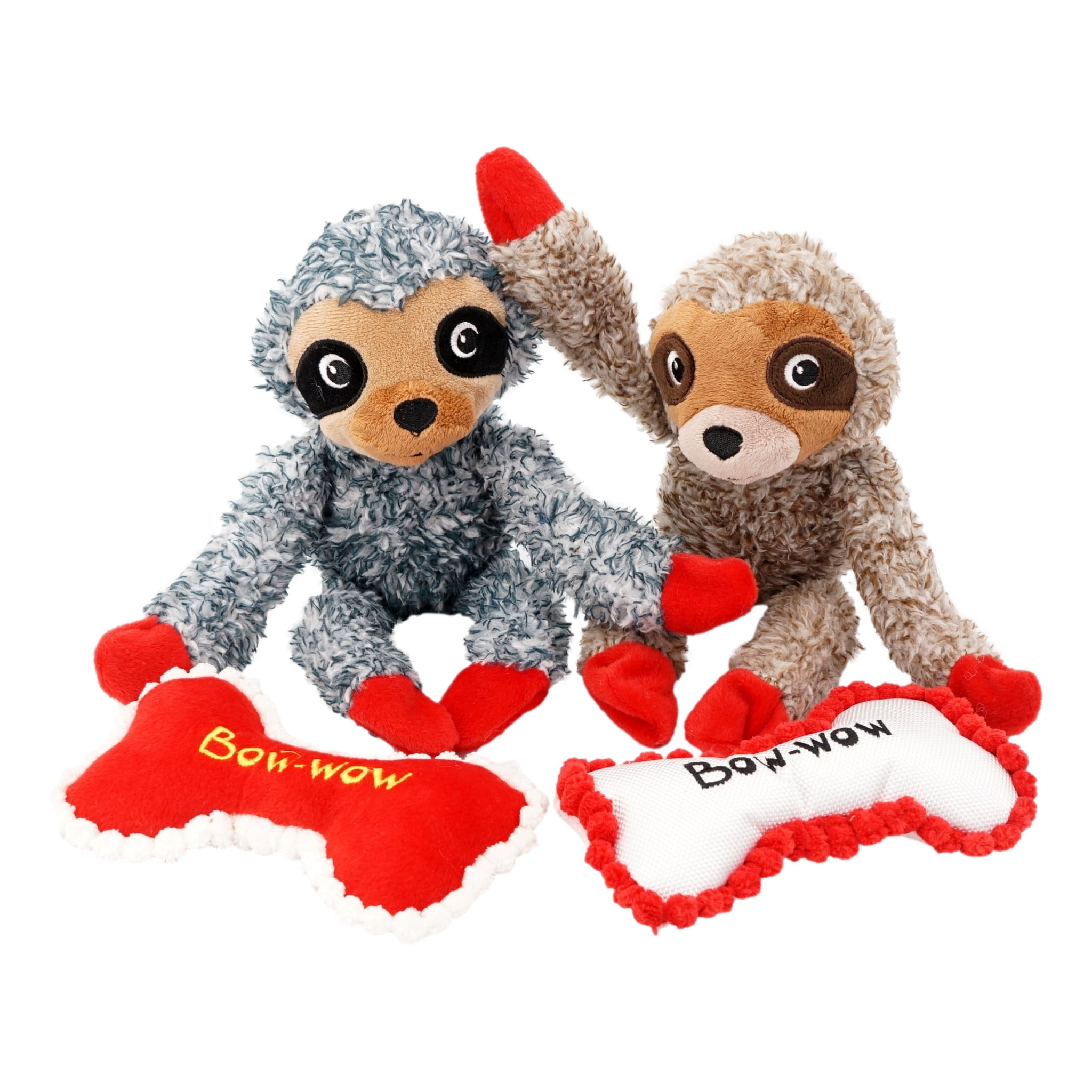 Puppy Dog Squeak Rope Chew Toy Bundle Monkey Sloth 10 in ea, 2 - 6in ...