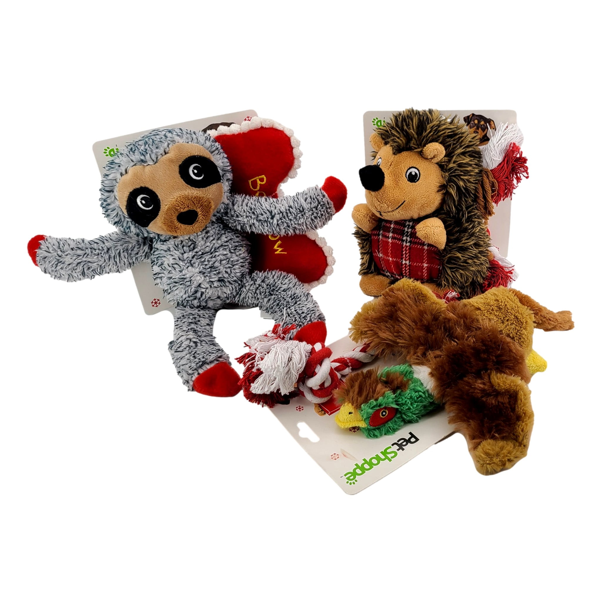 Puppy Dog Squeak Rope Chew Toy Bundle Sloth Hedgehog Pheasant Rope ...