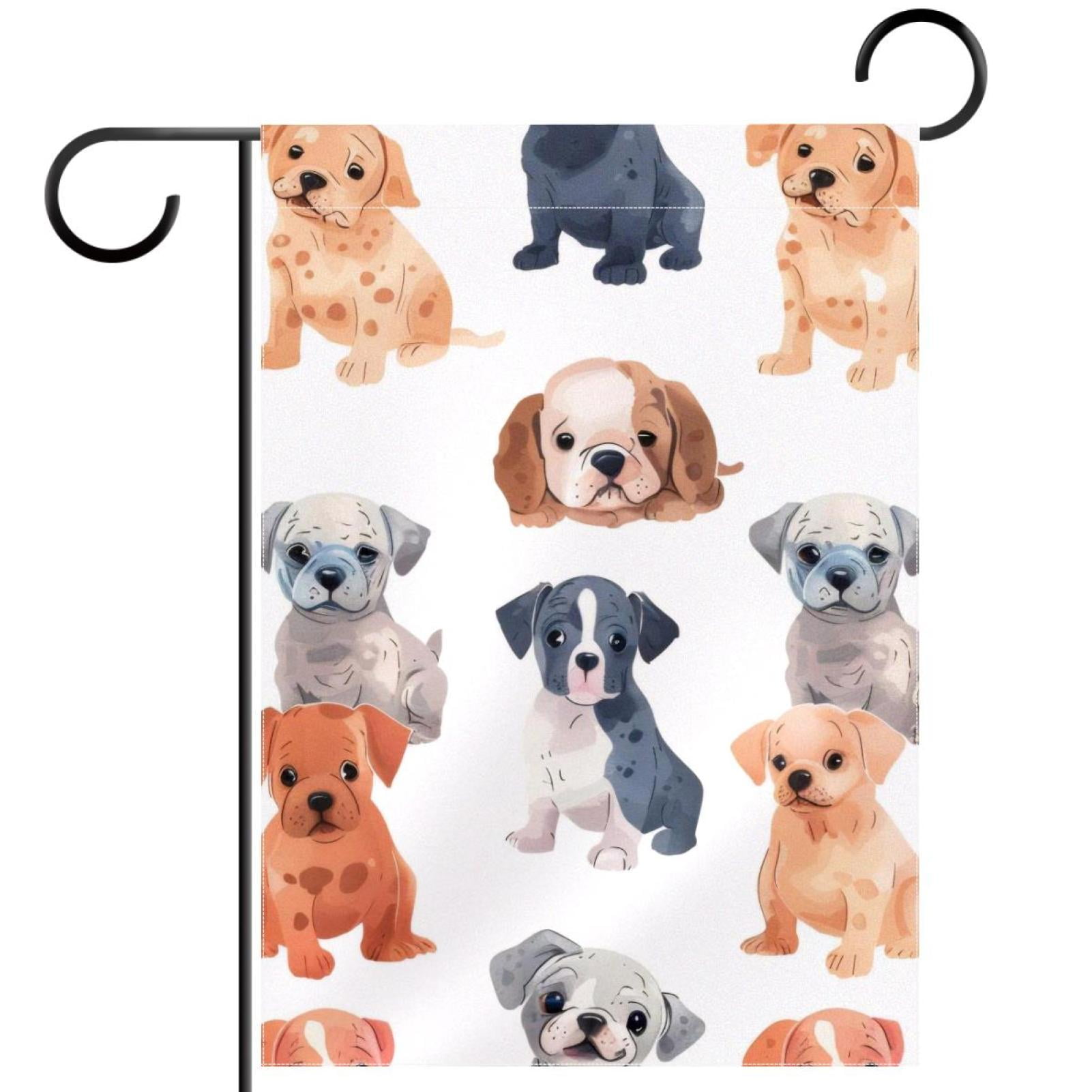 Puppy Dogs Cute Pattern Garden Flag Double Sided House Flag for Outdoor ...
