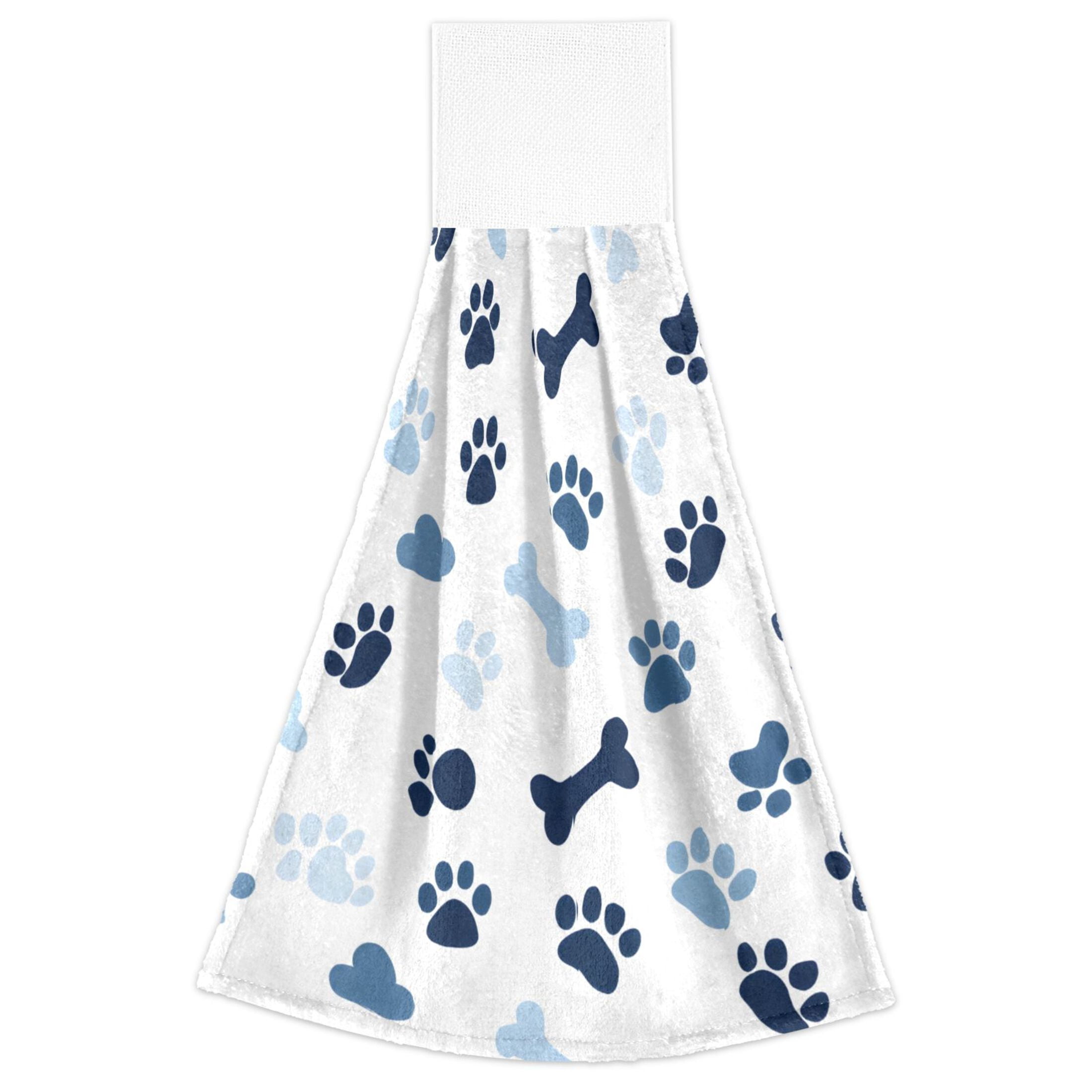 Puppy Footprints Hand Towels 2 Pack Quick Dry Velvet Soft with Velcro ...