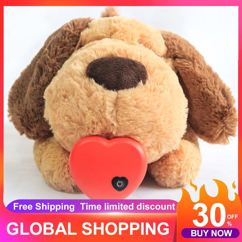 Puppy Heartbeat Soothing Hug Toy Dog Heating Plush Doll Pet Comfortable ...