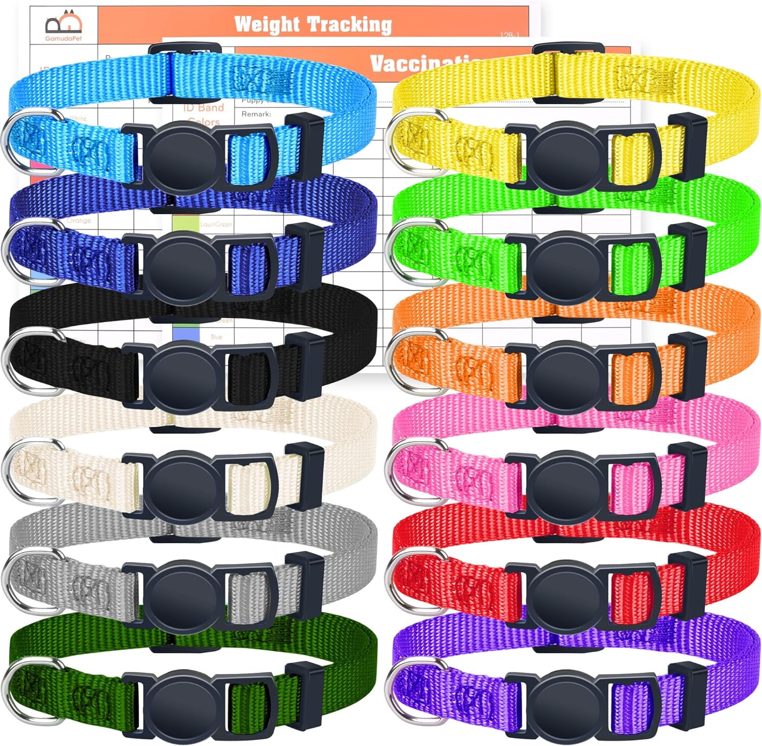 Puppy ID Collars - Super Soft Nylon Whelping Set - Adjustable Breakaway ...