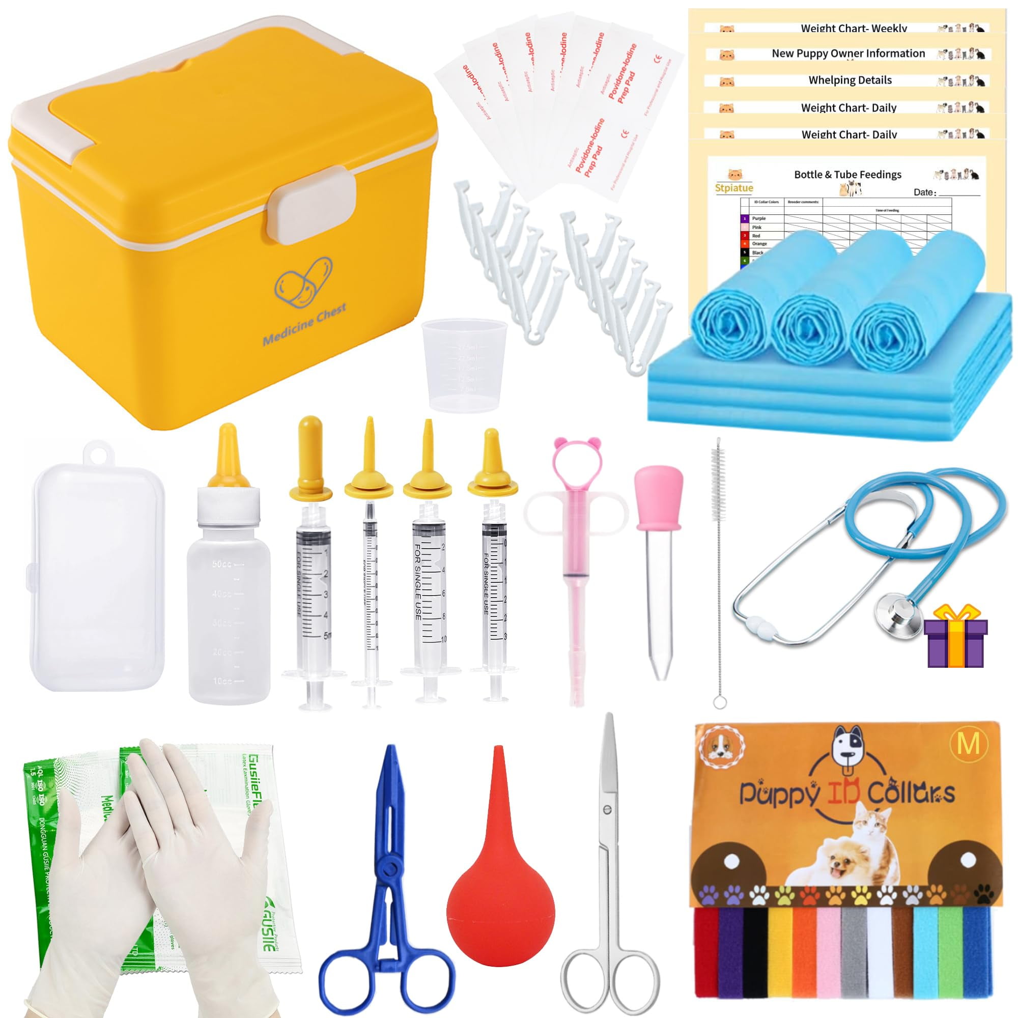 Puppy Kitten Whelping Kit - Newborn Whelping Supplies with Nursing ...