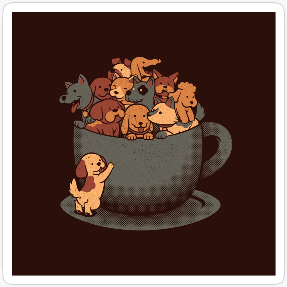 Puppy Latte Overflow Dog Sticker Phone Decal Water Bottle Stickers Car ...