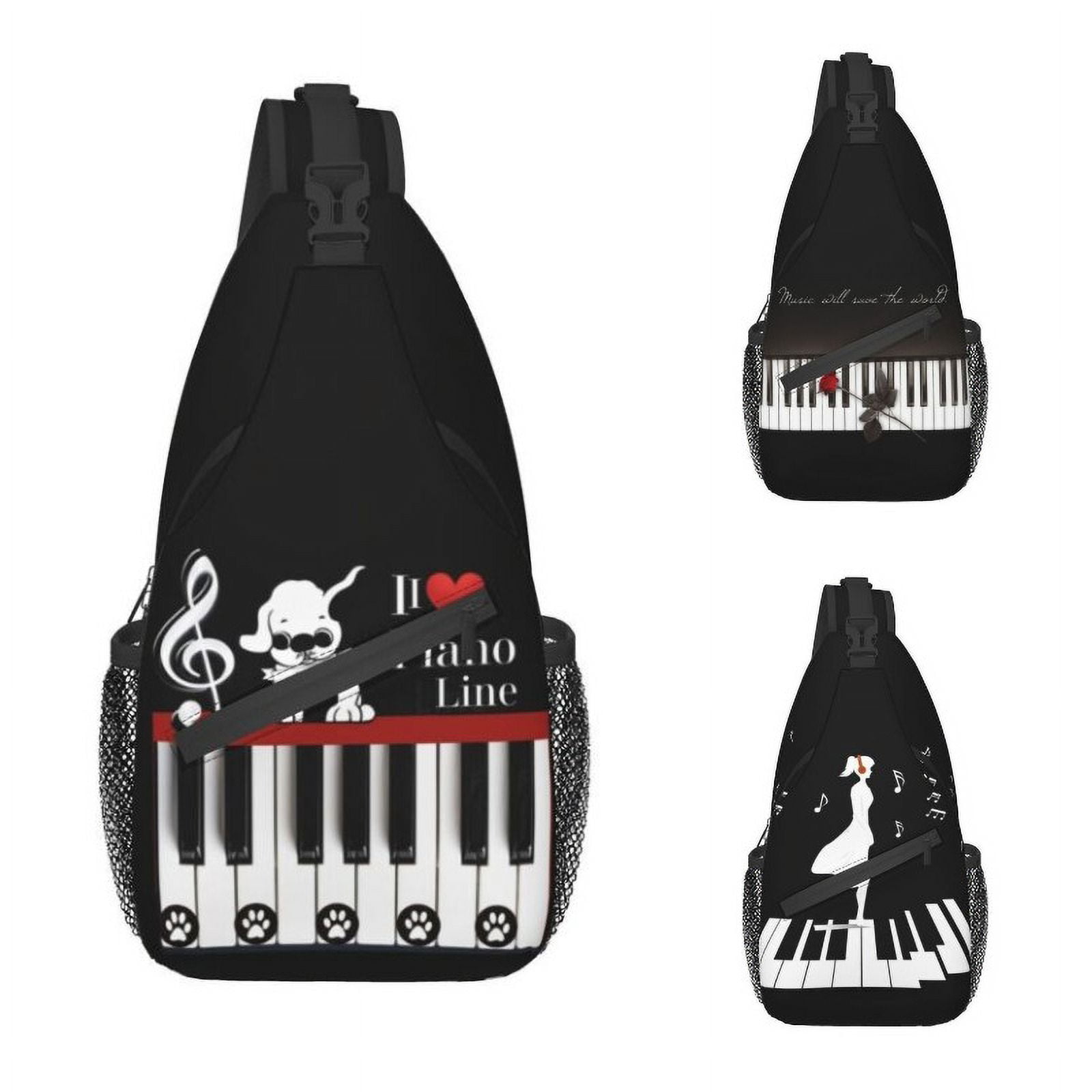 Puppy Learn Line Notes Piano Keys Treble Clef Sling Chest Bag Pianist ...