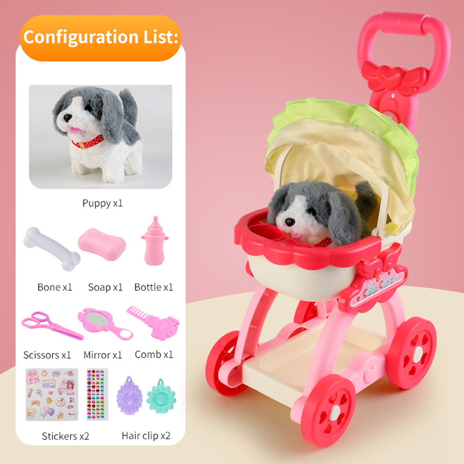 Puppy Pet Care Play House Toys for Kids Girls Interactive Stuffed Dog ...