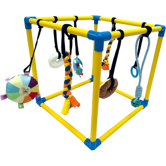 Puppy Play Gym with 8 Hanging Toys, Small Dogs Indoor Jungle Gym, PVC ...