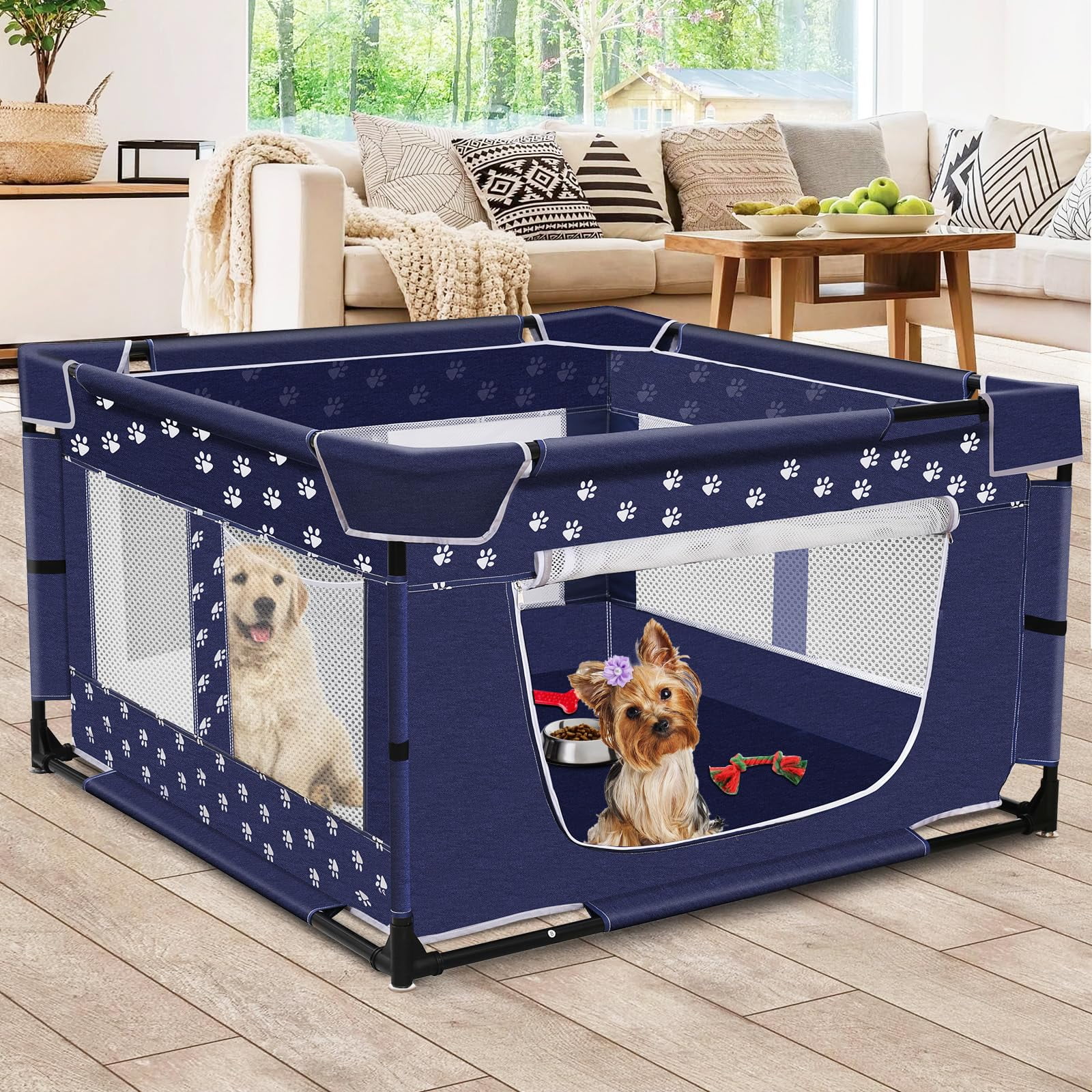 Puppy Playpen, 43.3x43.3 Inch YYF14 Large Dog Play Pen for Small Pets ...