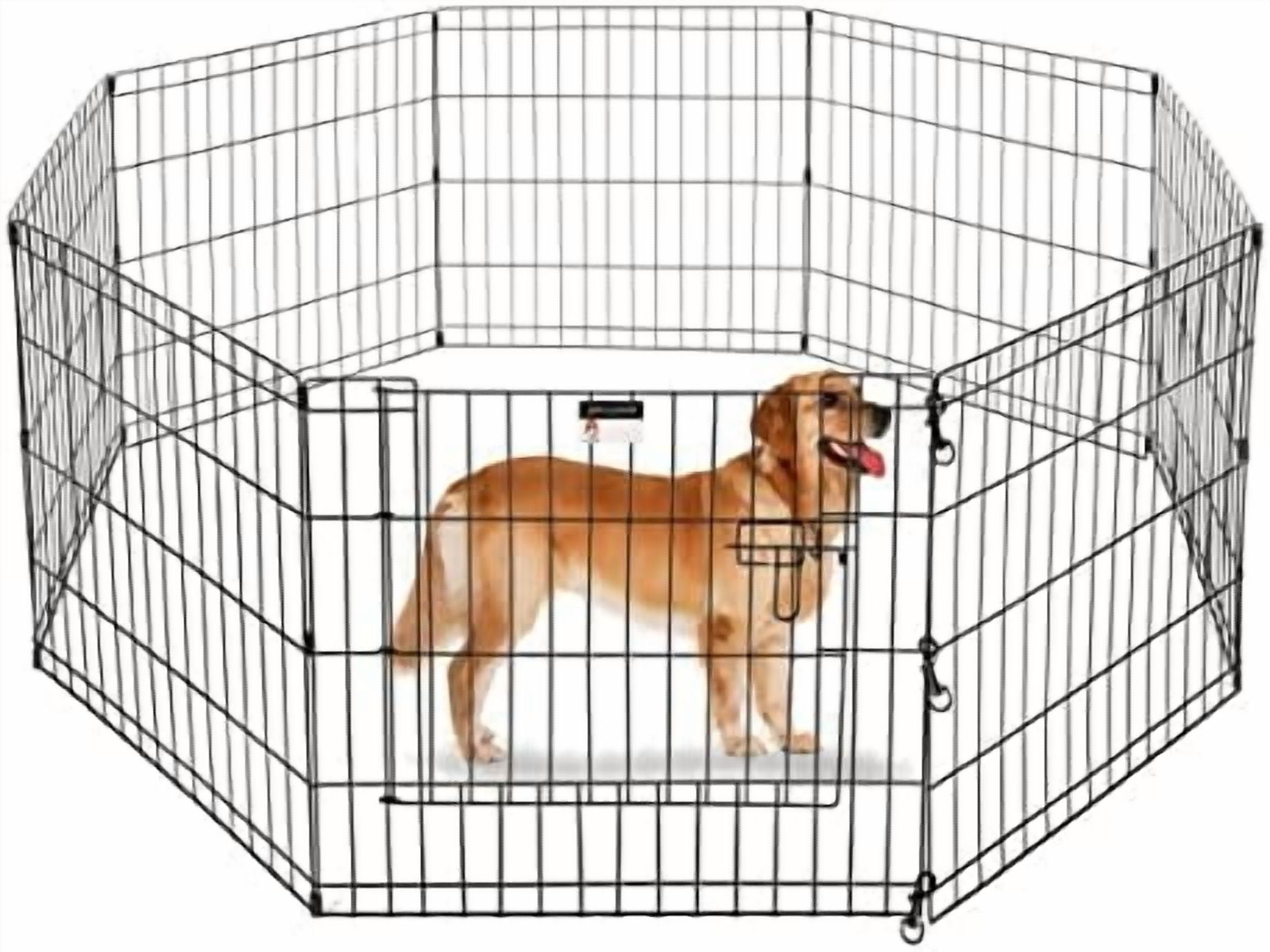 Puppy Playpen - Foldable Metal Exercise Enclosure with Eight 24-Inch ...