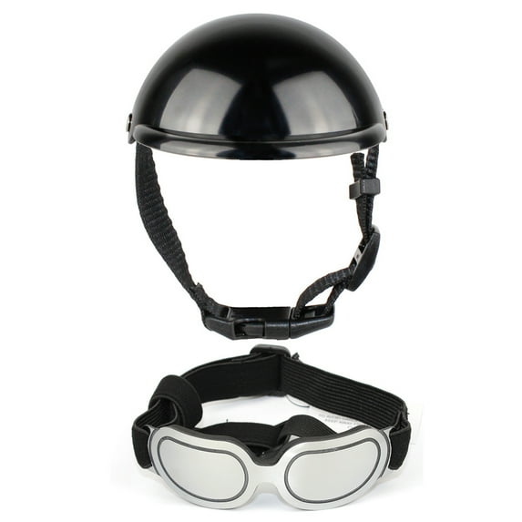 Puppy Sunglasses+Helmet Set Dog with Ear Hole Cool for Bike Dog Goggles for Outdoor Activities ...