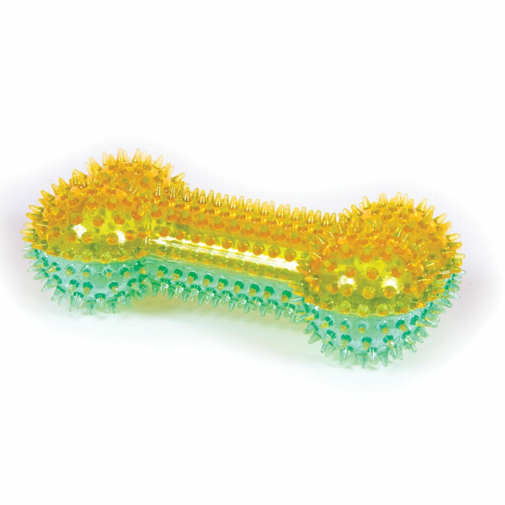 Puppy Teething Bones Rubber Dog Toys Squeaky Spike Textured Dental Chew ...