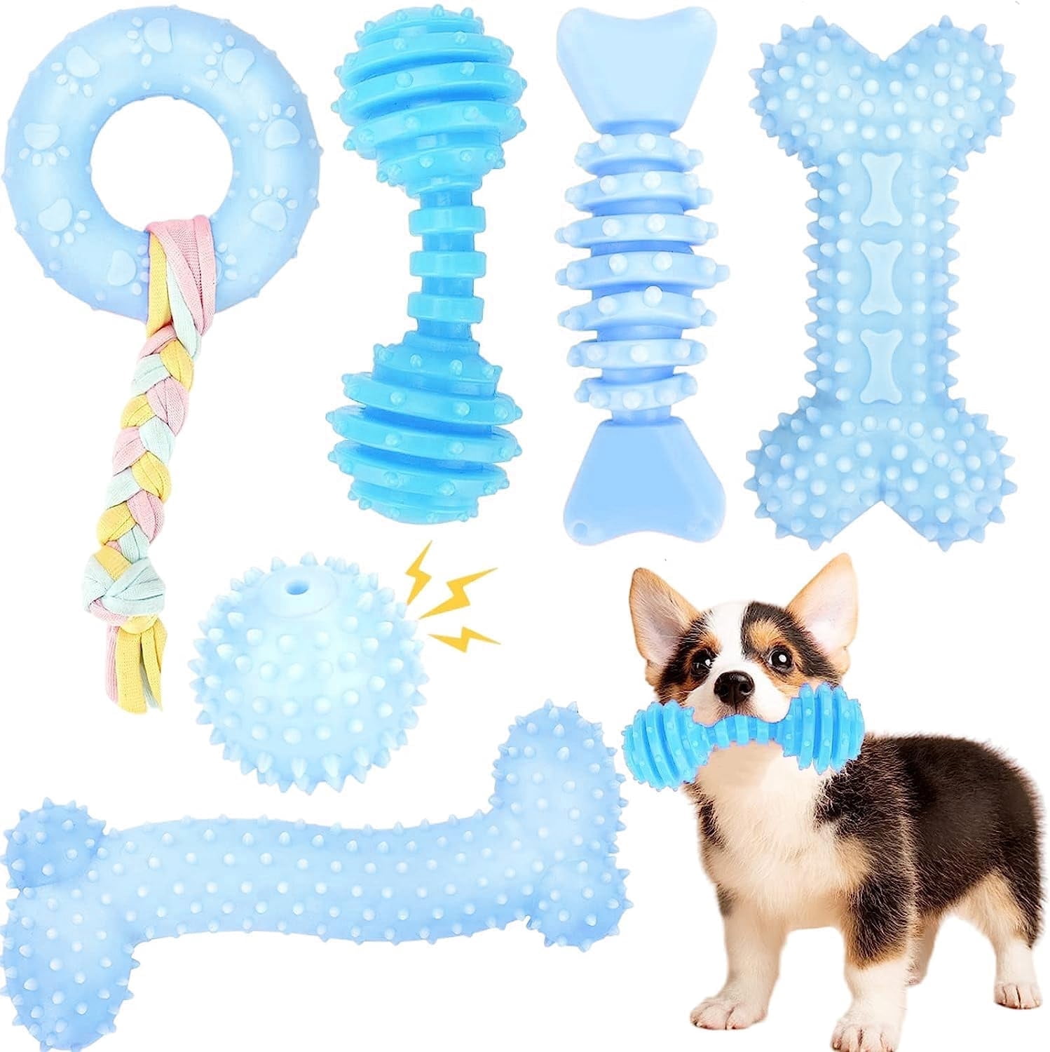 COUTEER Puppy Chew Toys 6 Pack Small Dog Teething Toys with Durable ...