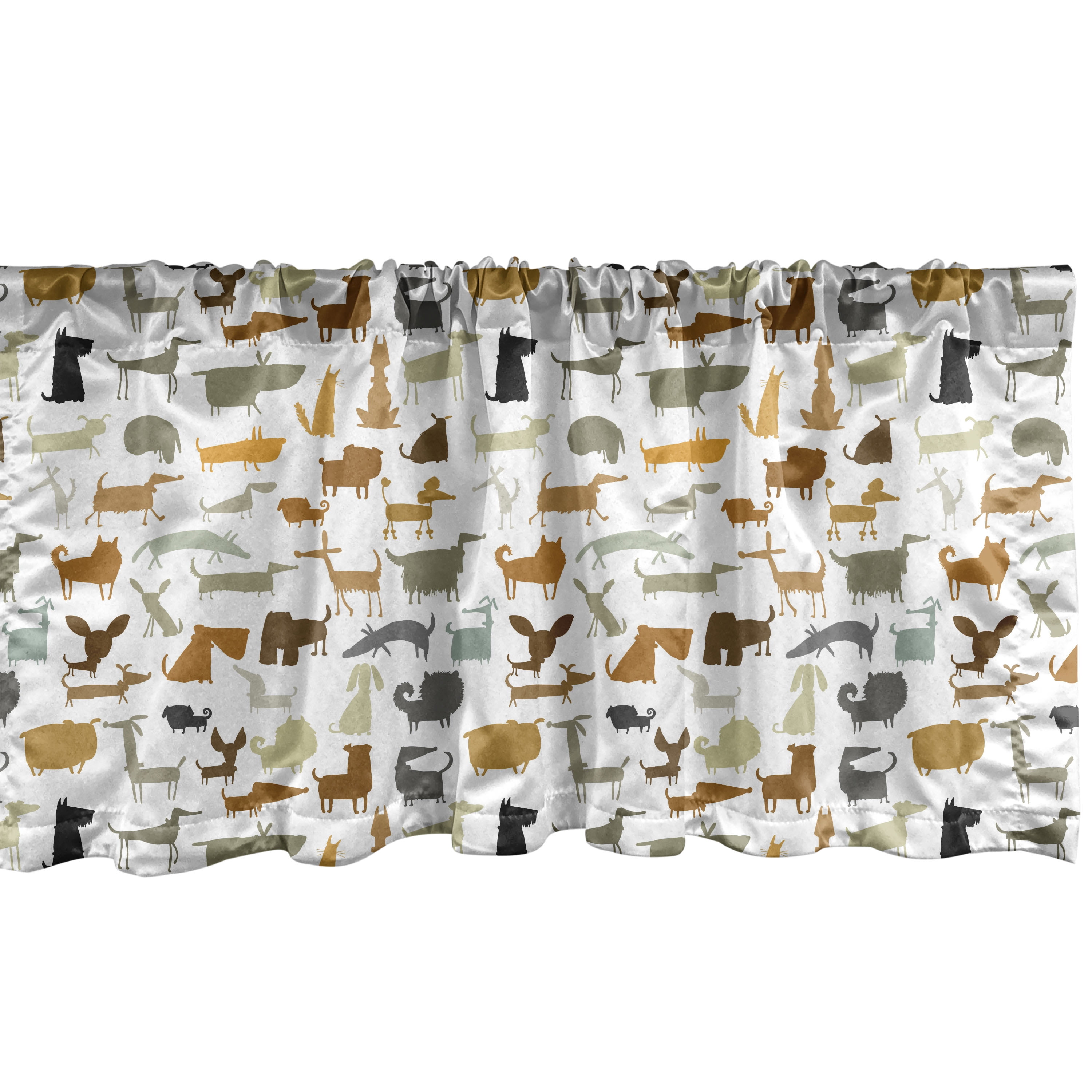 Ambesonne Puppy Valance Pack of 2, Various Breed Dog Silhouettes, 54 ...
