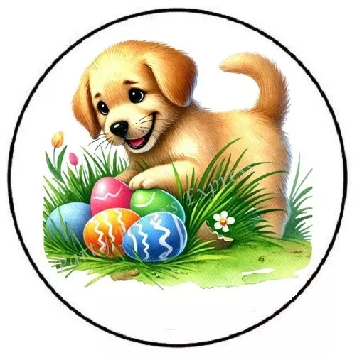 Puppy With Easter Eggs Sticker Party Favors Sticker Envelope Seals ...