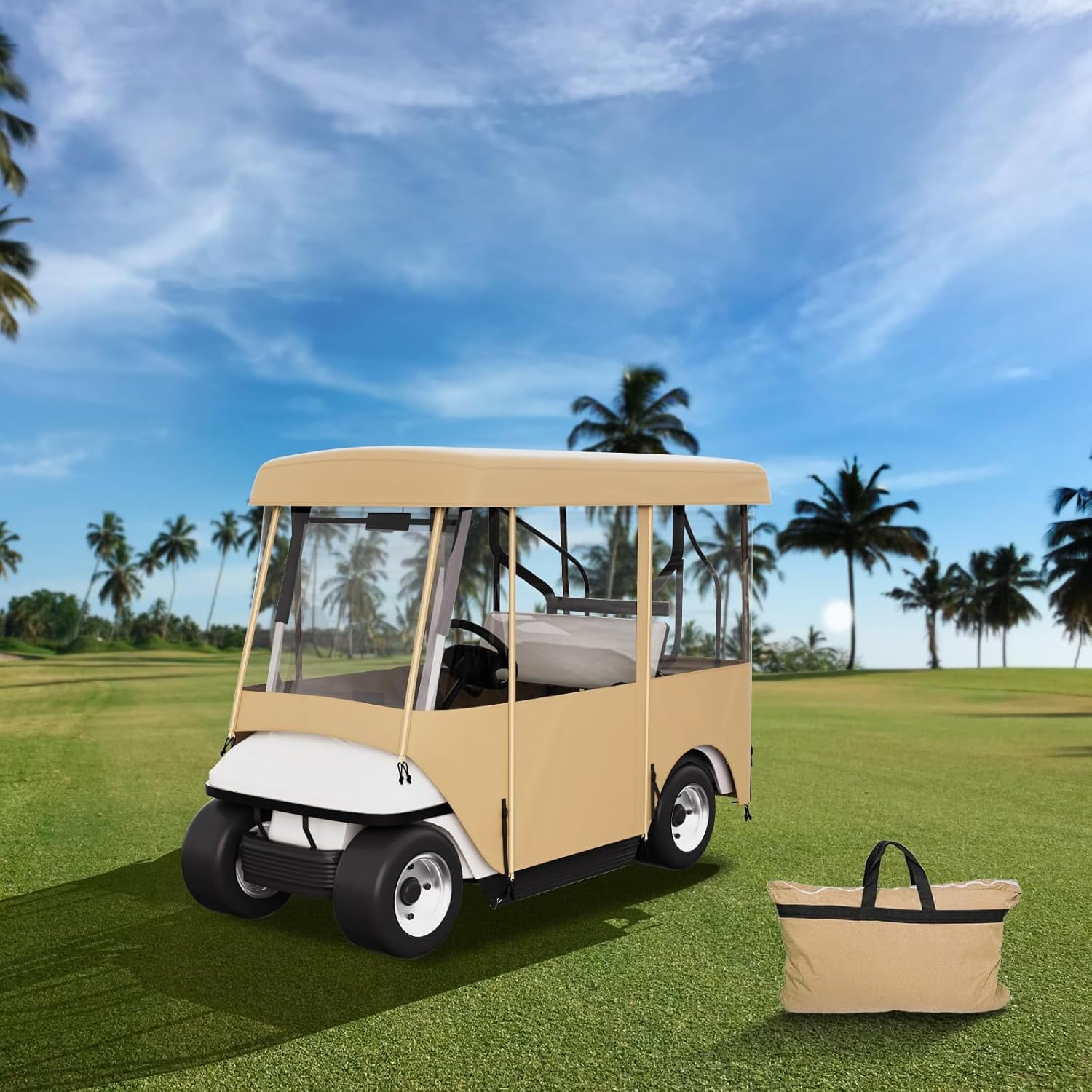 Puppys Golf Cart Enclosure, 4-Person Golf Cart Cover, 4-Sided Fairway ...