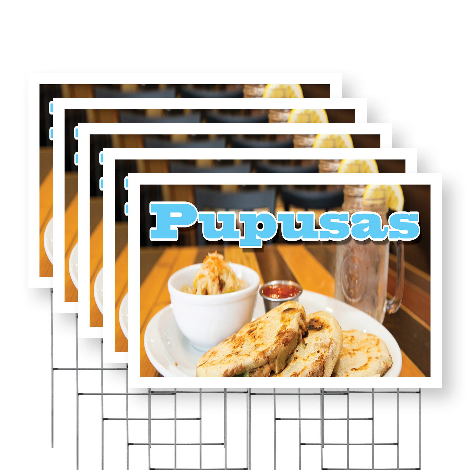 Pupusas Yard Sign 5 Pack of 24 Inch x 36 Inch Single Sided Weatherproof ...