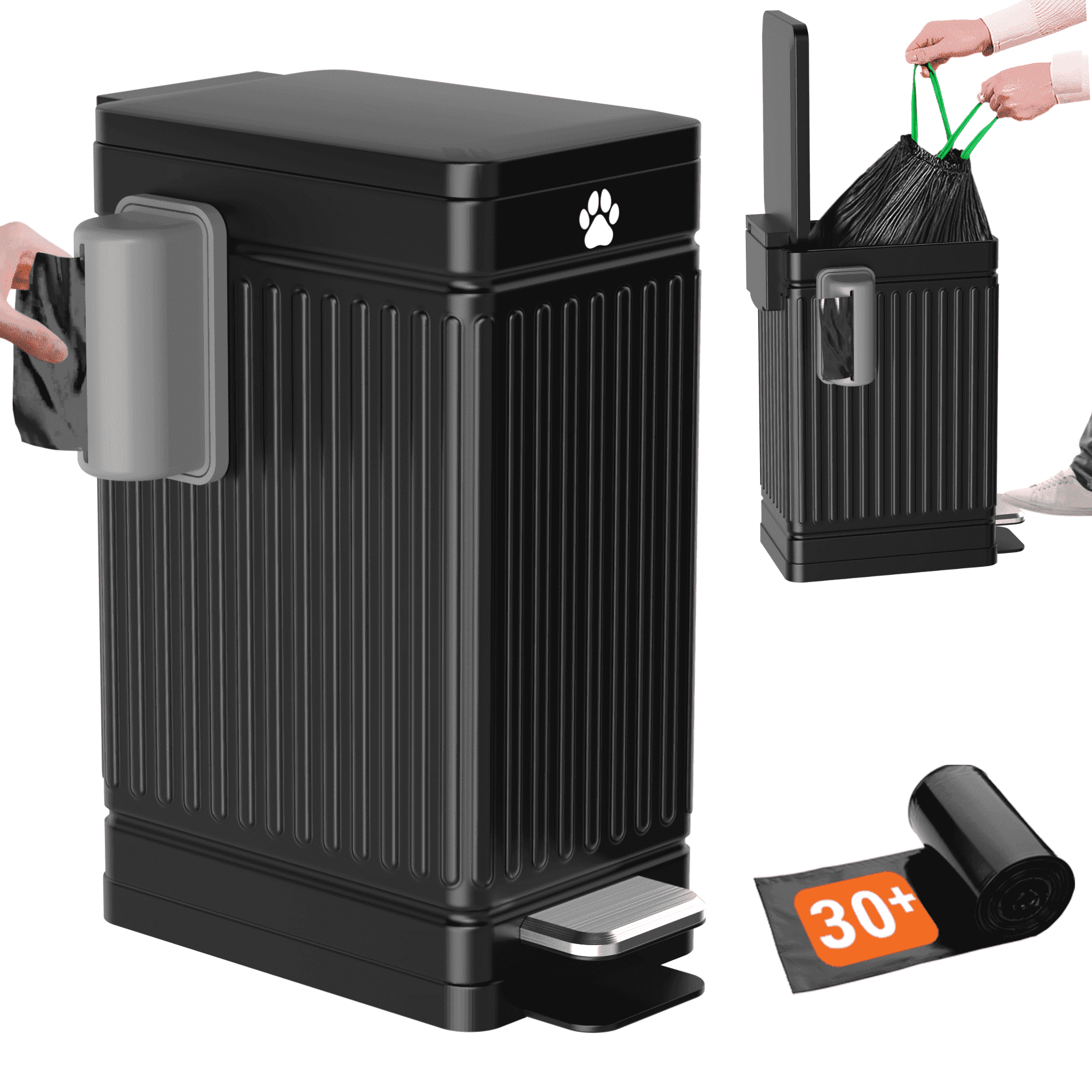 Large Dog Poop Trash Can Outside, 3.2 Gal Metal Dog Waste Trash Can ...