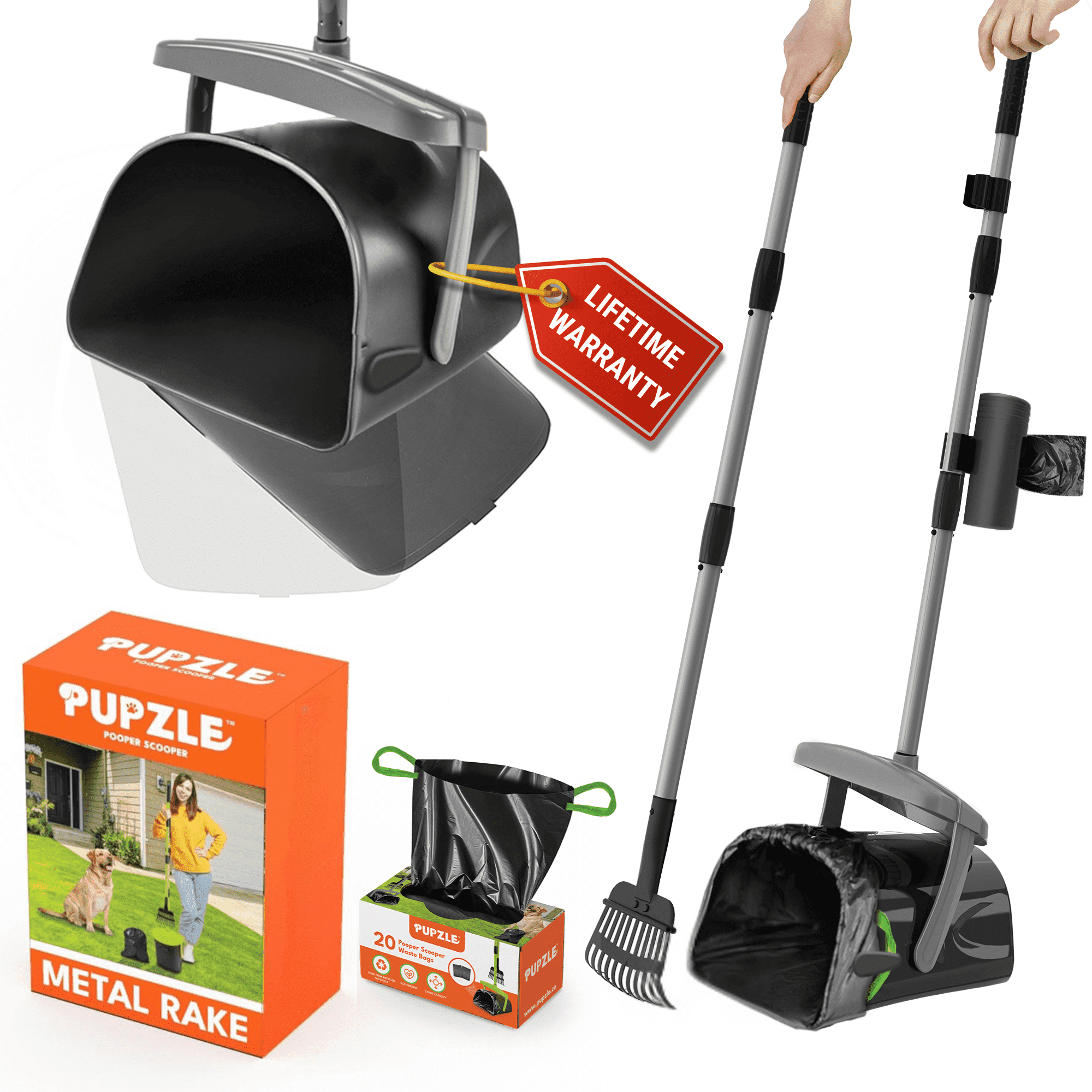 Pupzle Dog Pooper Scooper Heavy Duty Large Dog Yard Cleanup with Long ...