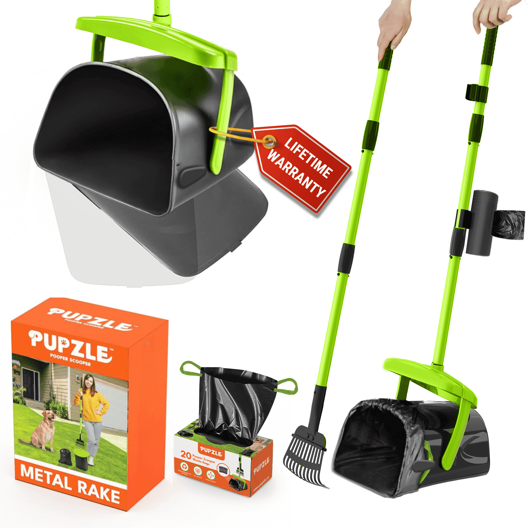 Pupzle Heavy Duty Dog Pooper Scooper with Poop Rake for Yard, Suitable ...