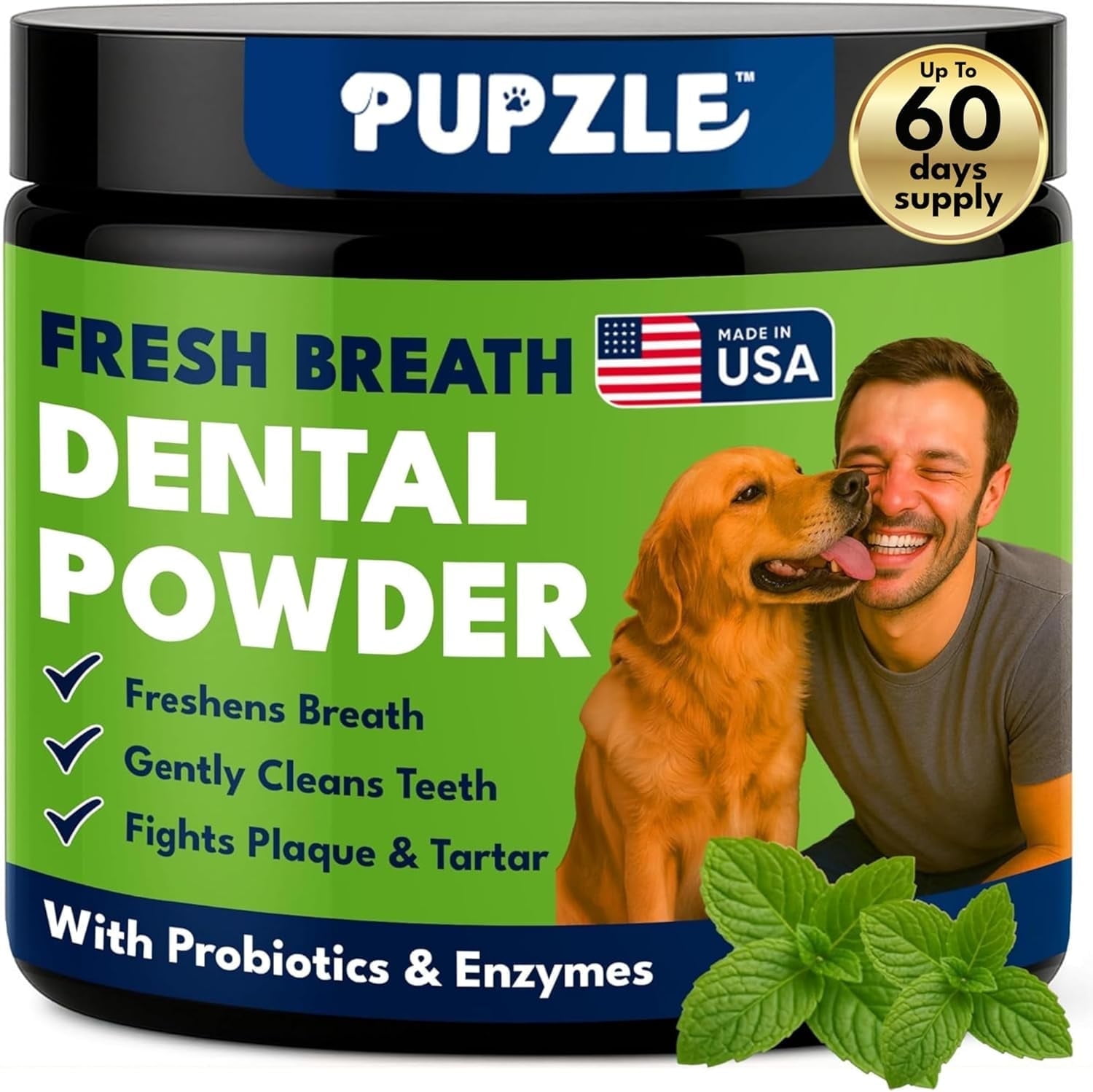 Pupzle Dog Teeth Cleaning Powder for Fresh Breath, Dog Dental Powder ...