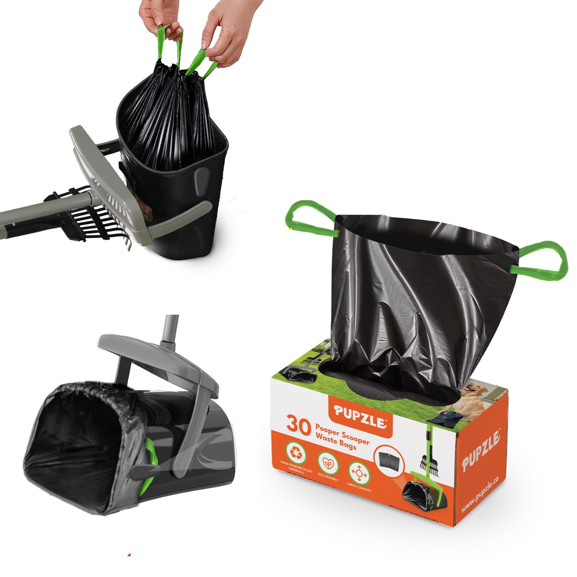 Pupzle Pooper Scooper Replacement YYF14 Bags for Side Clips, for Swivel ...